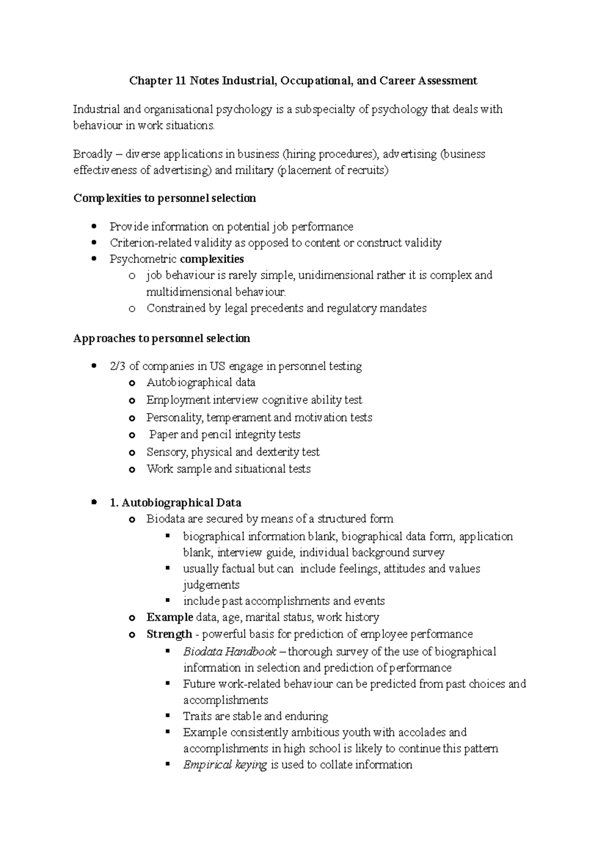 Chapter 11 Notes recruitment - Chapter 11 Notes Industrial ...