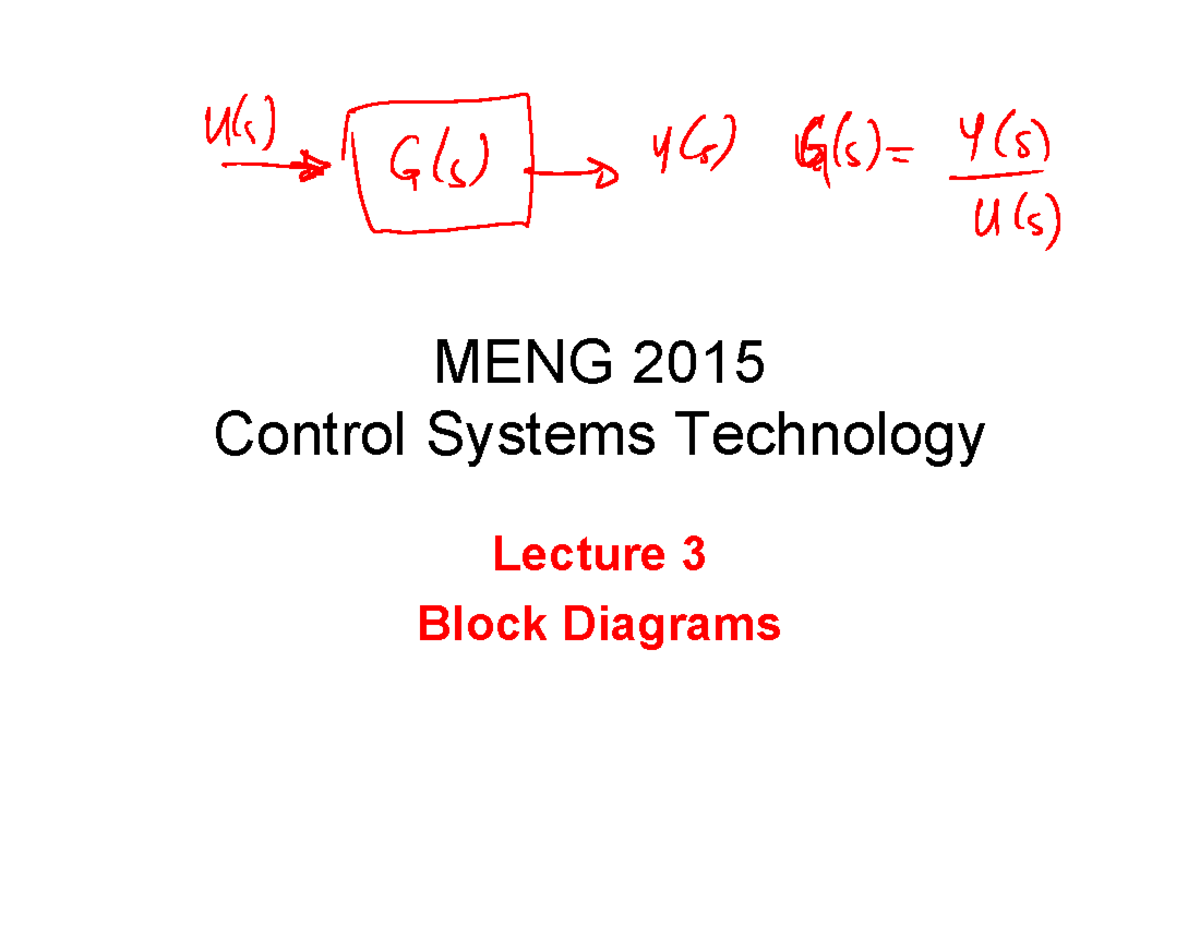 MENG2015 Lecture 3 17-18 S2 Block Diagrams Annotated - MENG 2015 Control Systems Technology ...