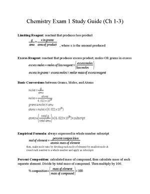 Chem 101 Final Study Guide - Compounds Matter Mixtures Pure Substance ...