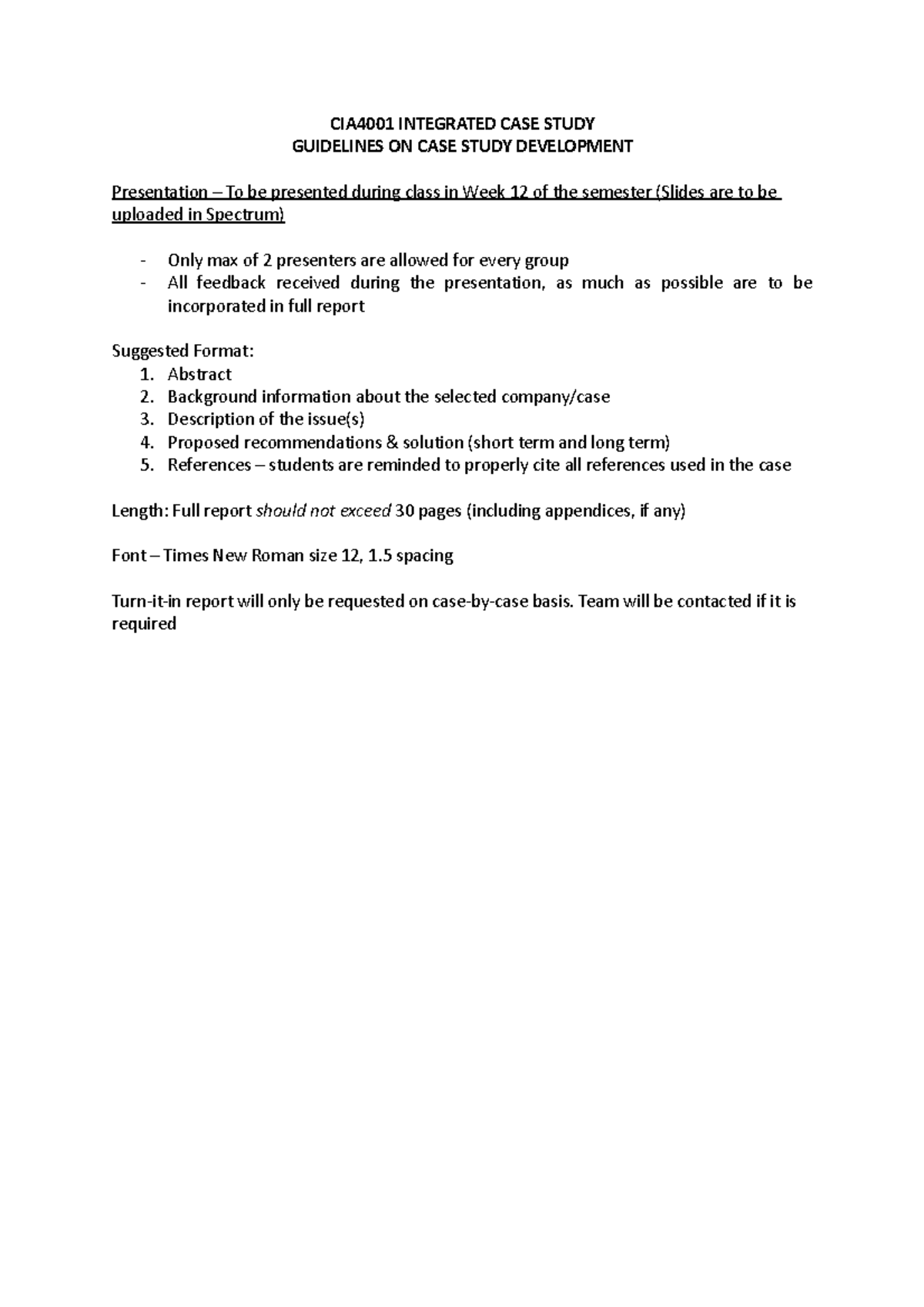 Case Development Guideline - CIA4001 INTEGRATED CASE STUDY GUIDELINES ...