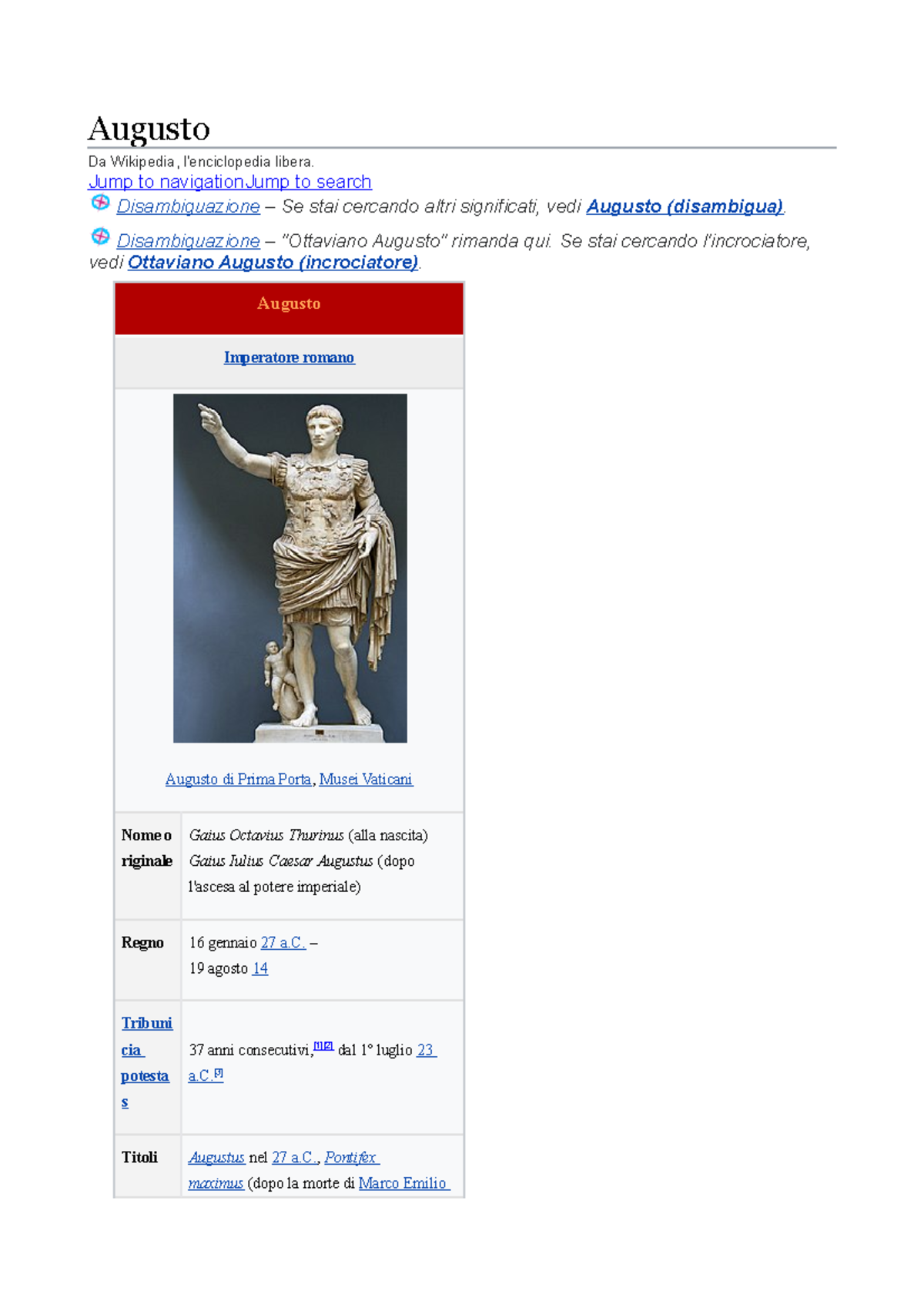 Augusto - Augusto Da Wikipedia, l'enciclopedia libera. Jump to ...