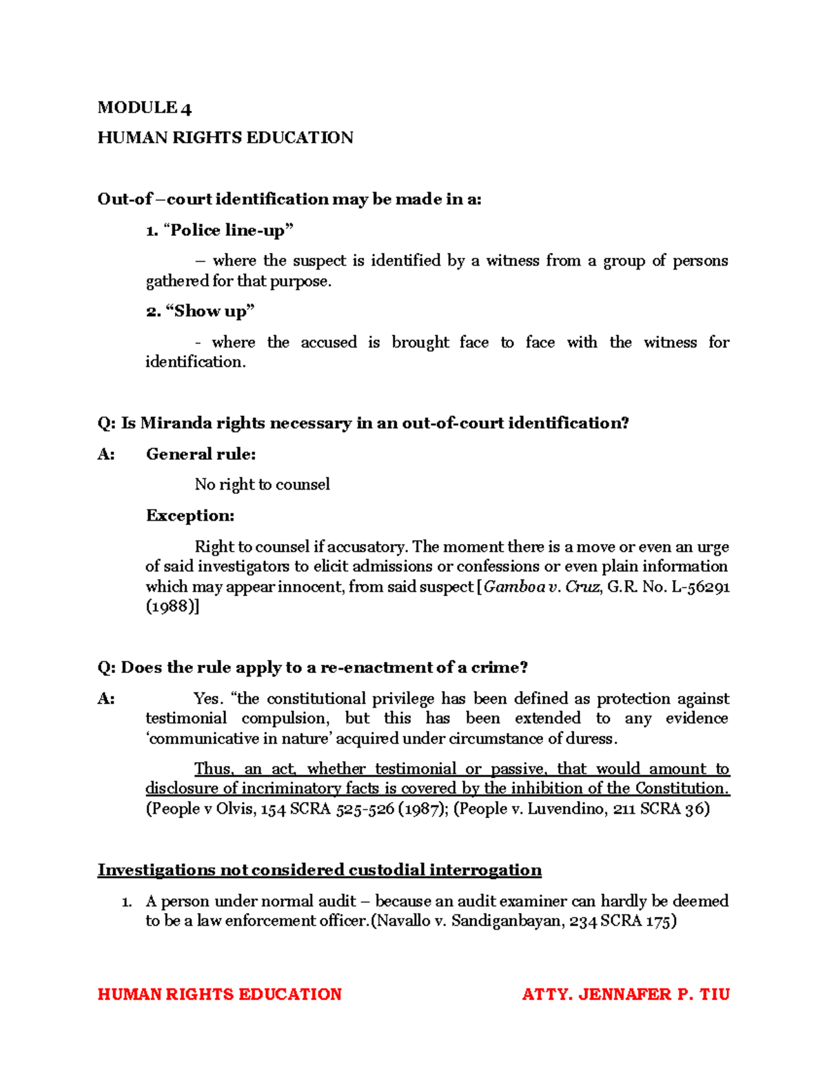 CLJ 2 - Module 4 - Human Rights - MODULE 4 HUMAN RIGHTS EDUCATION Out ...