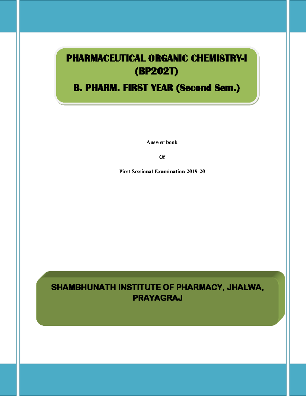 BP202 - It is a practice material for pharmacy students. - Answer book ...