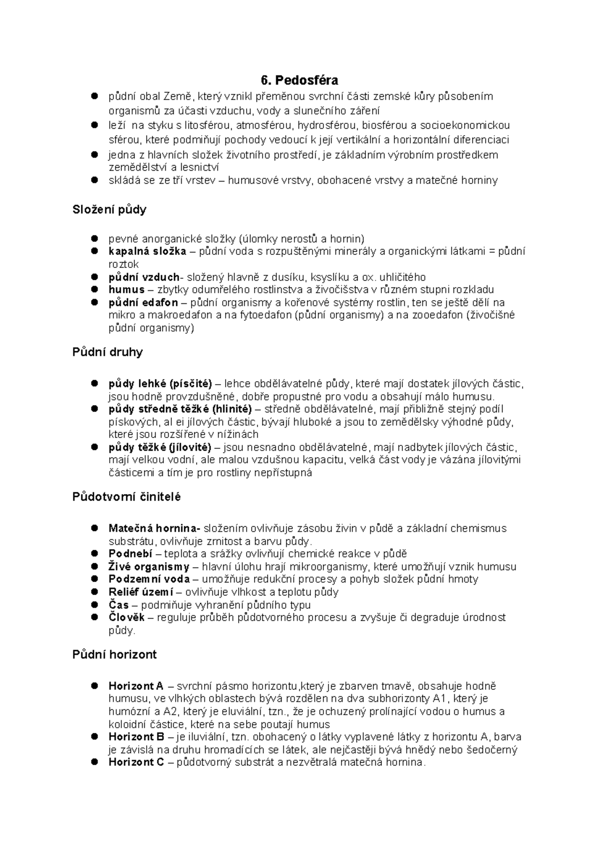 6. Pedosféra - vypracovaná maturitní otázka do zeměpisu - 6. Pedosféra ...