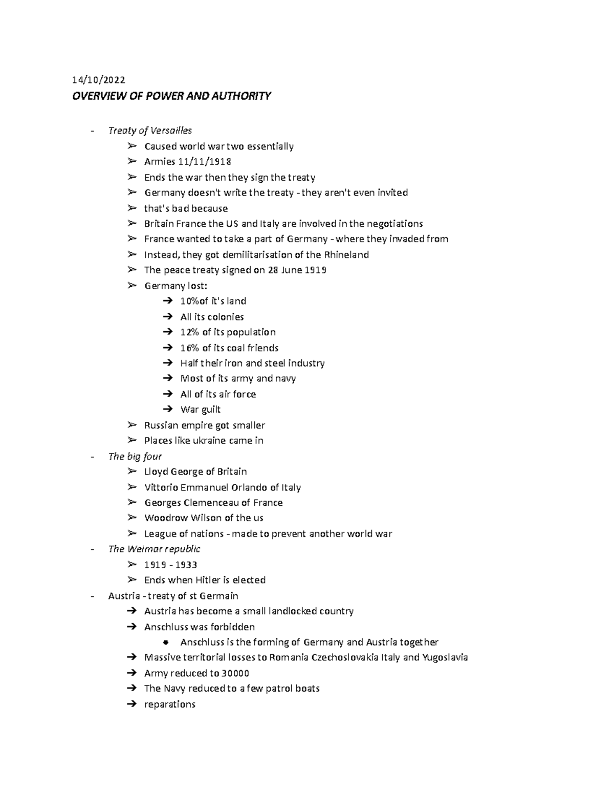 Modern History Notes Year 12 NSW - 14/10/ OVERVIEW OF POWER AND ...