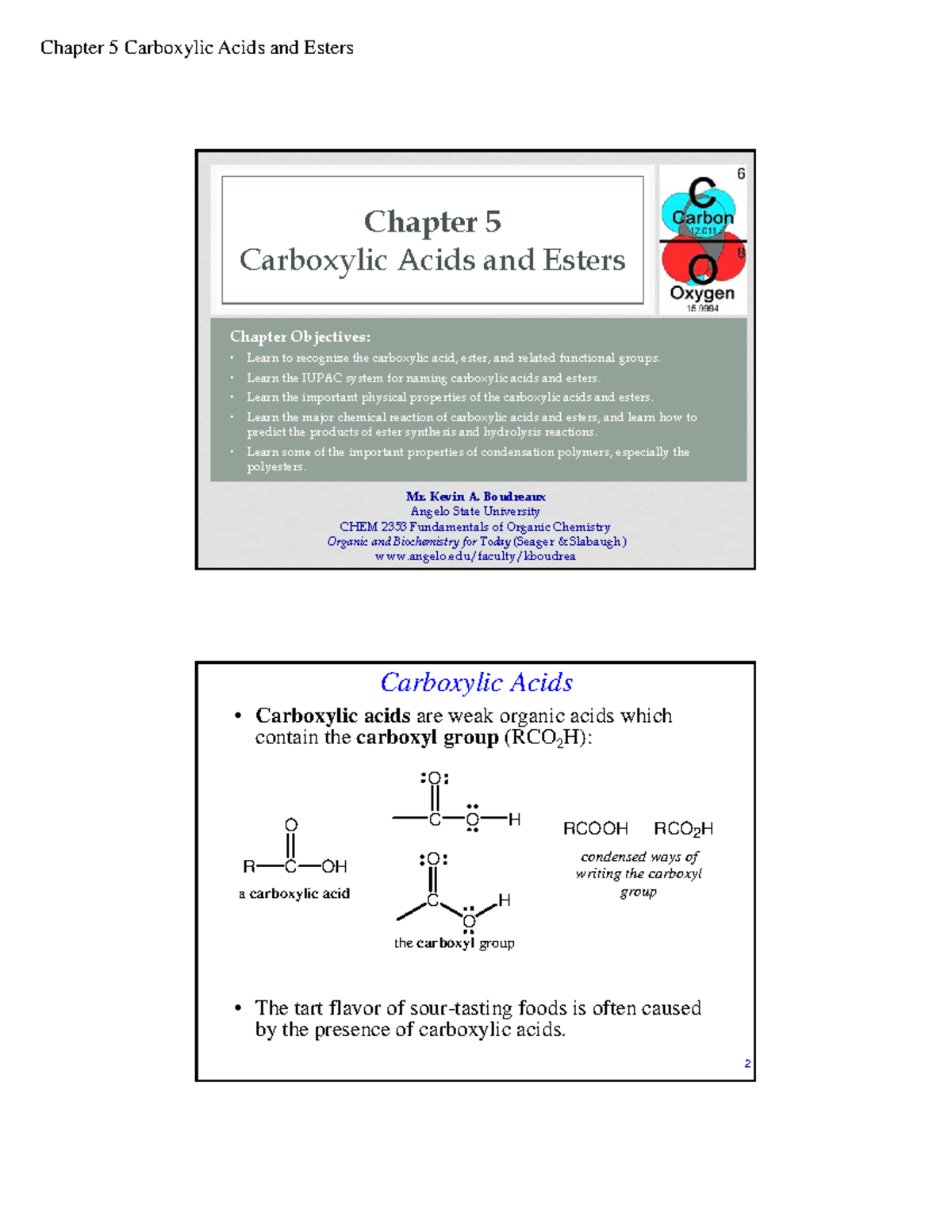 Carboxylic Acid 1 - Organic Chemistry - Mr. Kevin A. Boudreaux Angelo ...