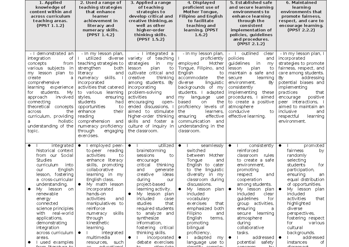 Sample Annotations for First and Third Quarter - Sample annotation for ...
