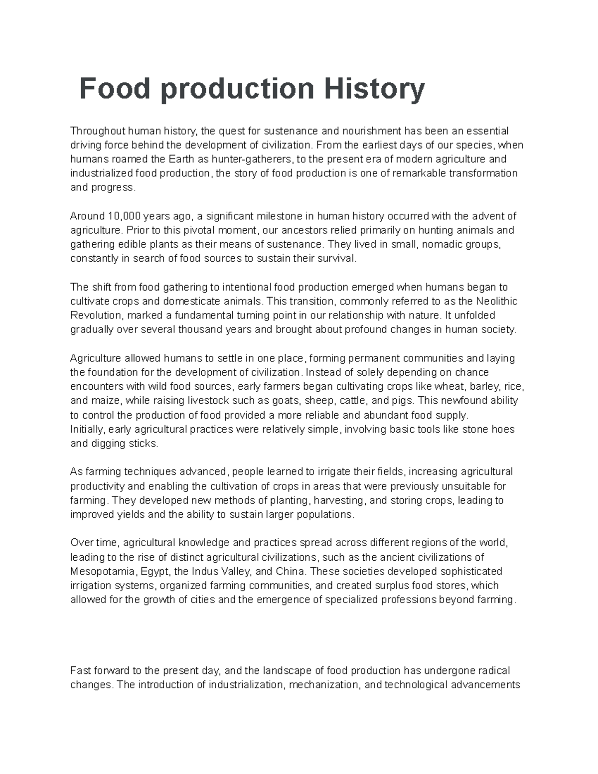 CPT Sustainability 2050 info - Food production History Throughout human ...