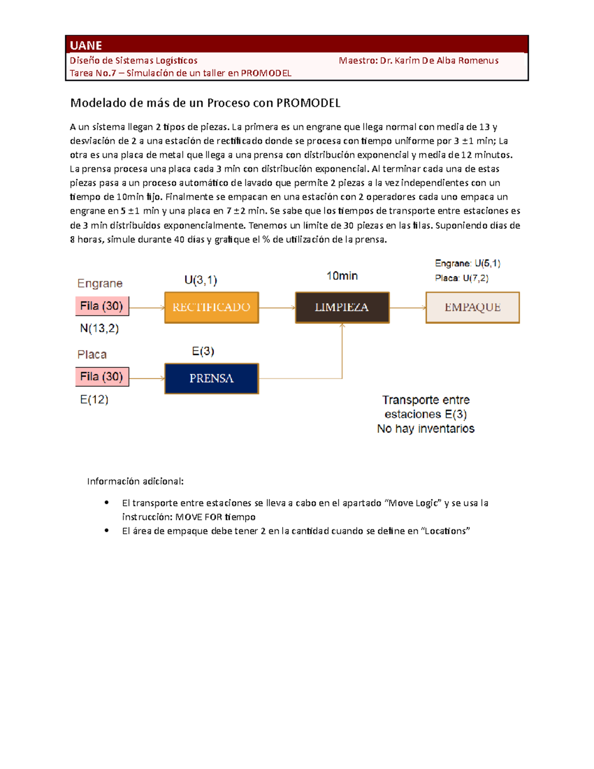 T06 Promodel Taller - ingenieria - UANE Diseño de Sistemas Logísticos ...