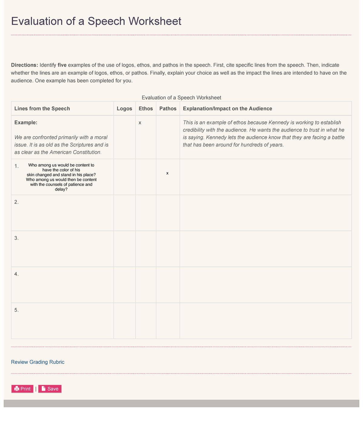 Safari - Feb 13, 2022 at 6:15 PM - Evaluation of a Speech Worksheet ...