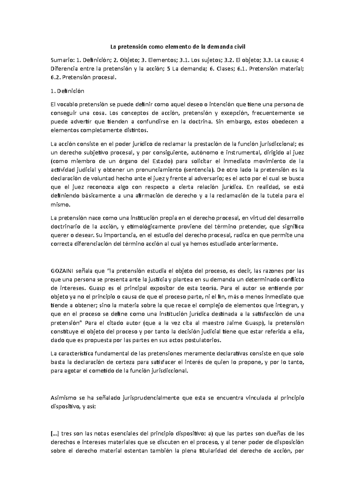 LA Pretensión COMO Elemento Demanda - La pretensión como elemento de la ...