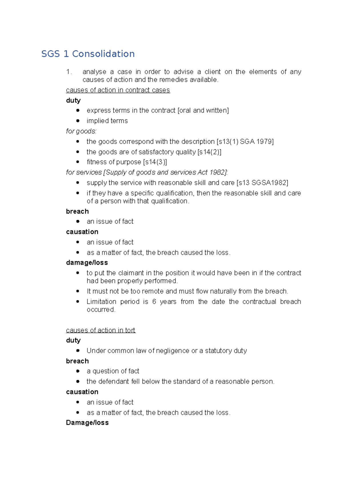 SGS 1 Consolidation - SGS 1 Consolidation analyse a case in order to ...
