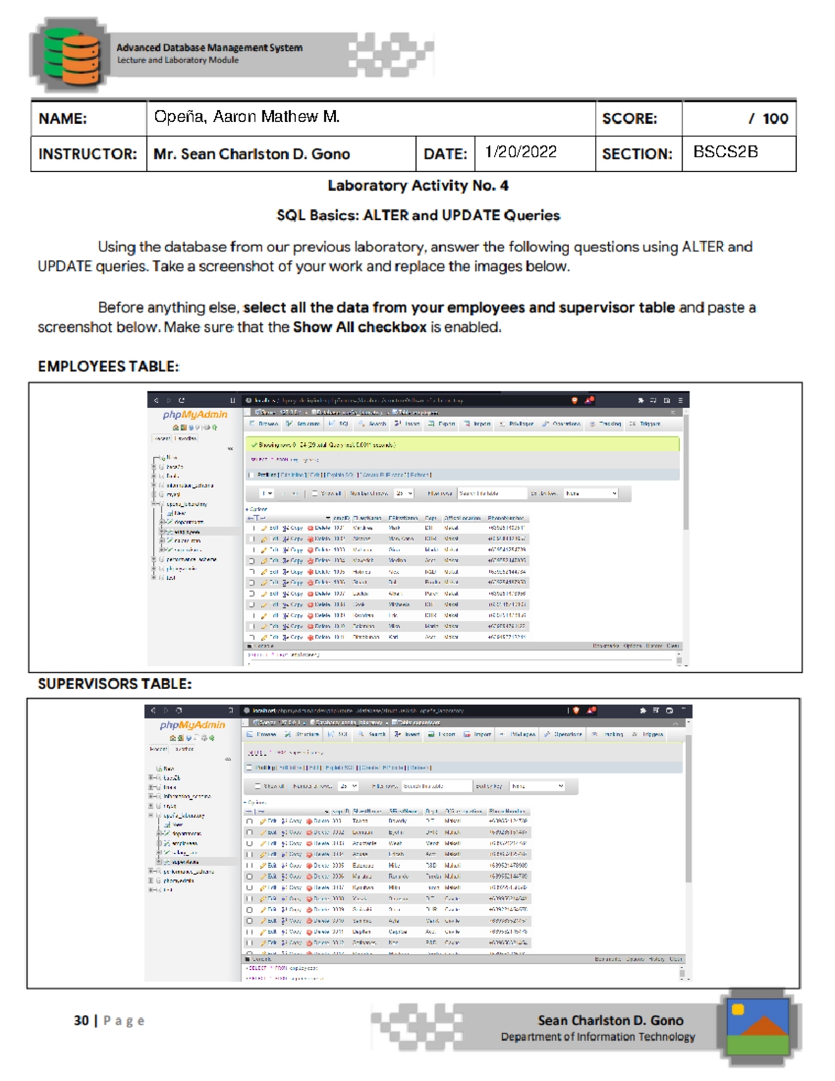 Opeña Lab4 Module - naaaa - Opeña, Aaron Mathew M. 1/20/2022 BSCS2B ...