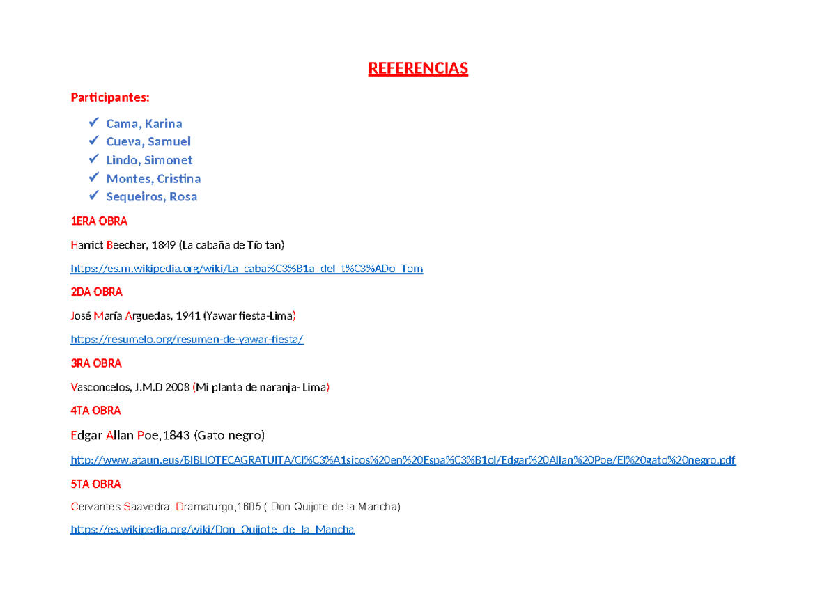 Referencias - hola - REFERENCIAS Participantes: Cama, Karina Cueva ...