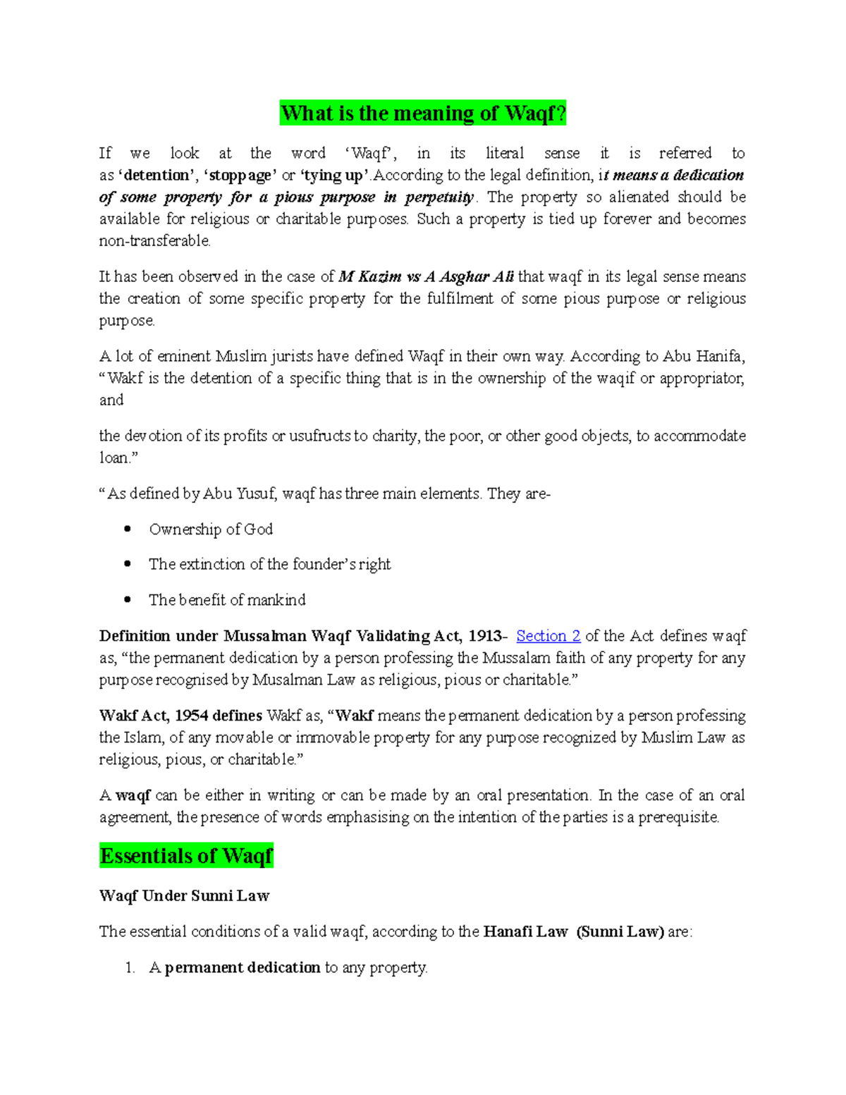 Waqf - Brief about the Trust and Equity - What is the meaning of Waqf ...