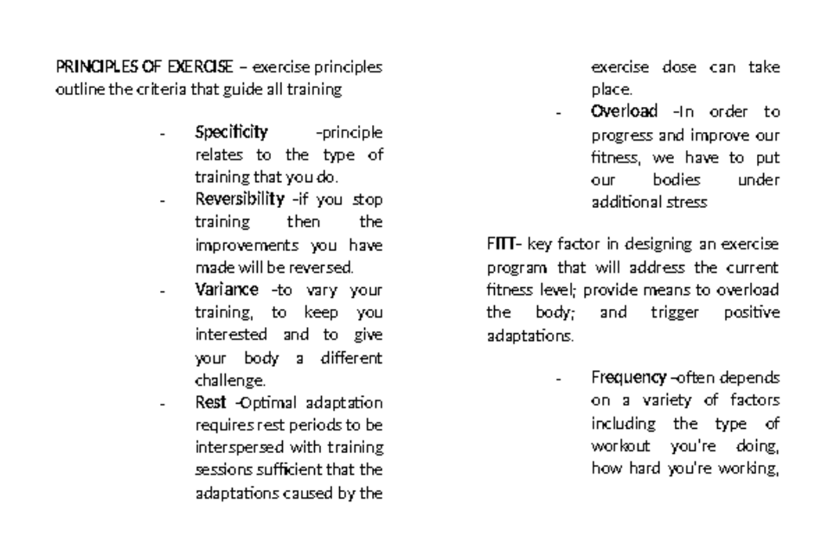 Principles OF Exercise - PRINCIPLES OF EXERCISE – exercise principles ...