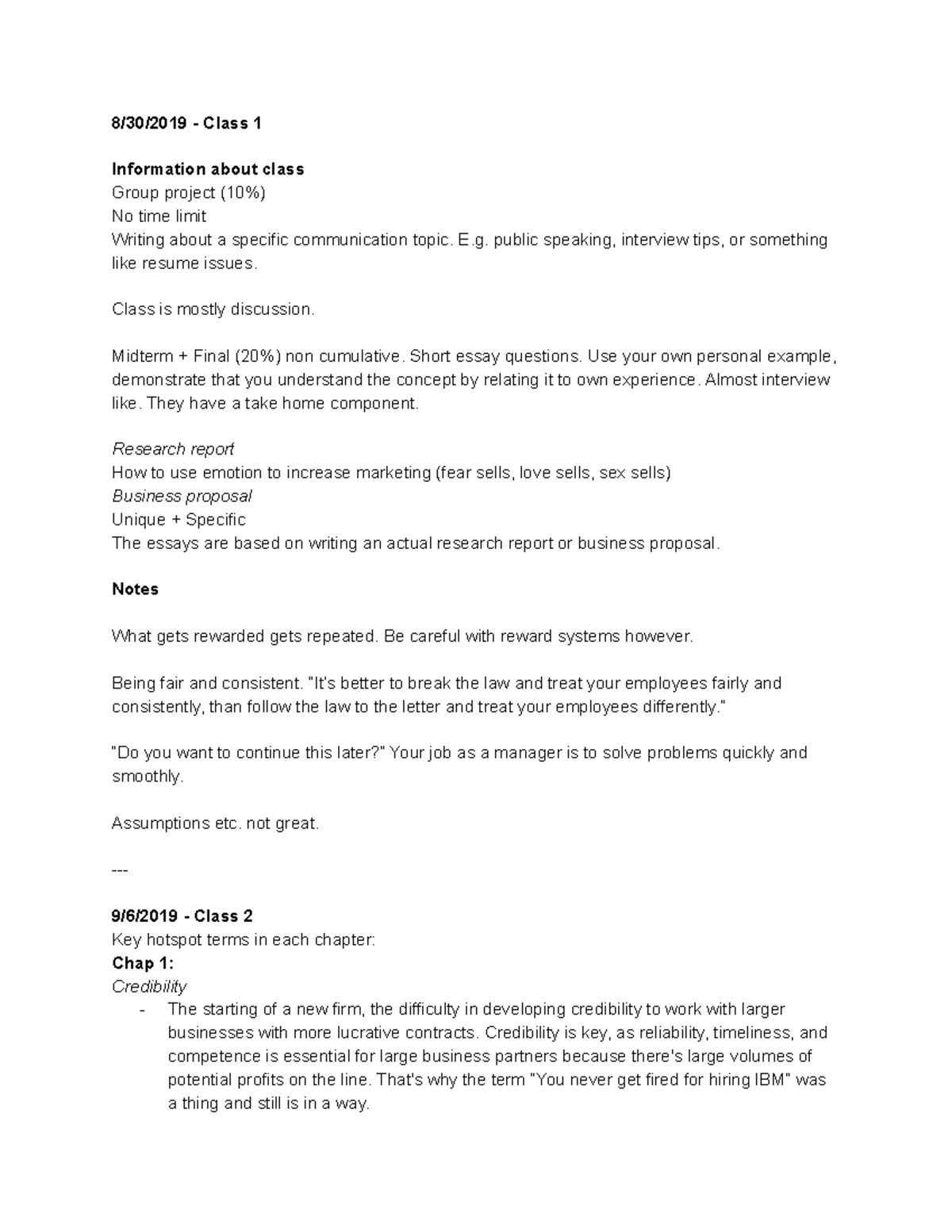 BUS 301 Notes - Instructor: Timothyjohn McHeffey - 8/30/2019 - Class 1 ...