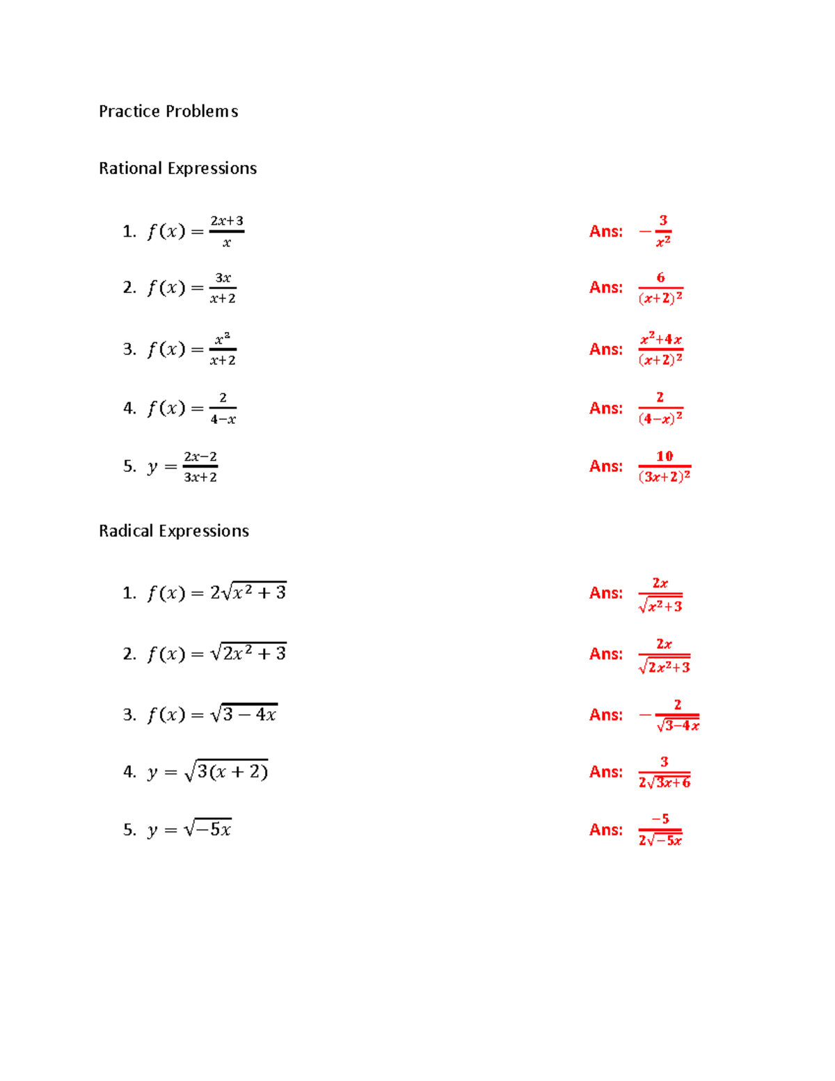 Practice-Problems - problem for practice - Practice Problems Rational ...