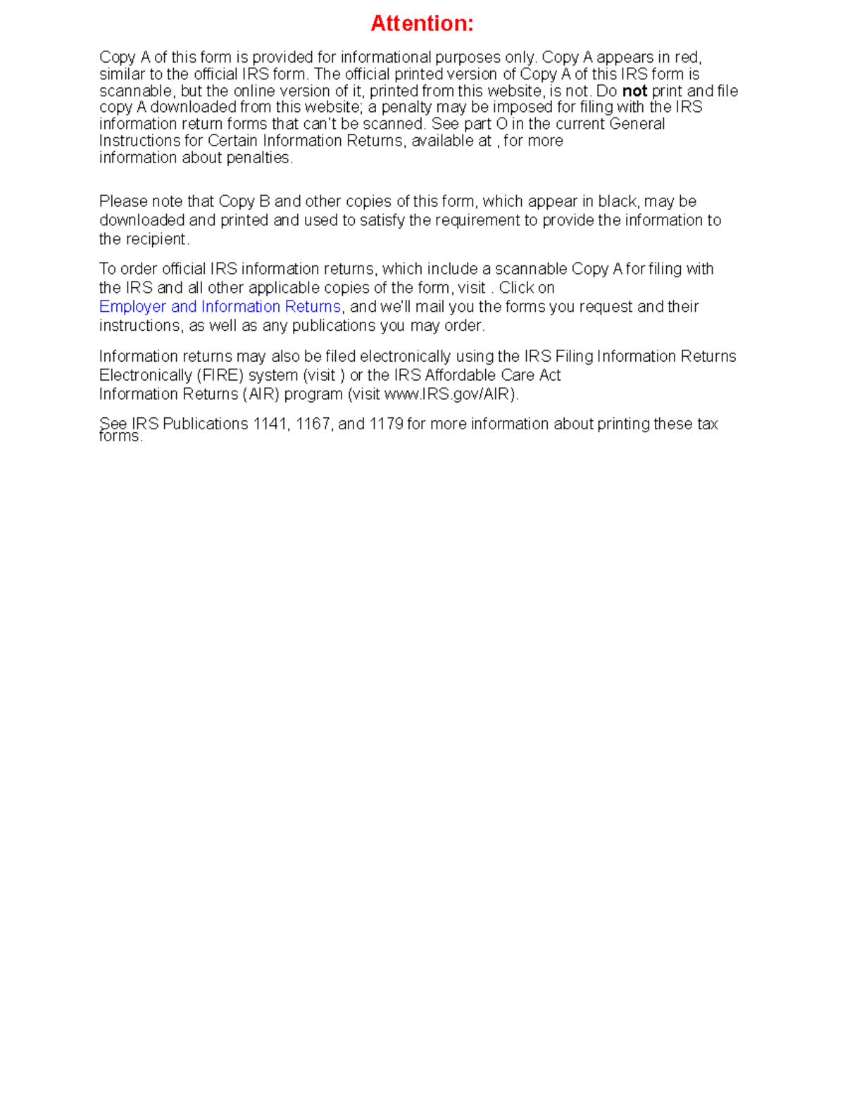 1 098-t FREE - employee - Copy A of this form is provided for ...