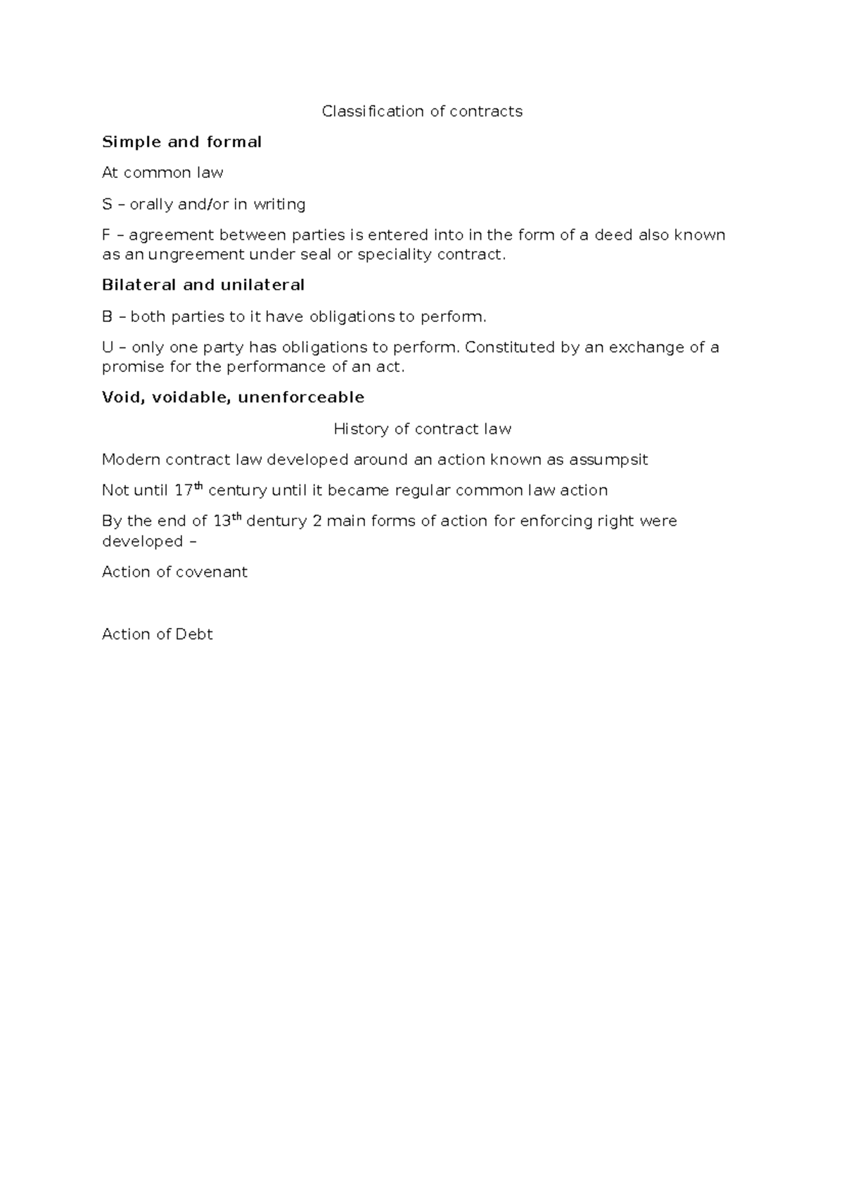 Classification Of Contracts Classification Of Contracts Simple And Formal At Common Law S