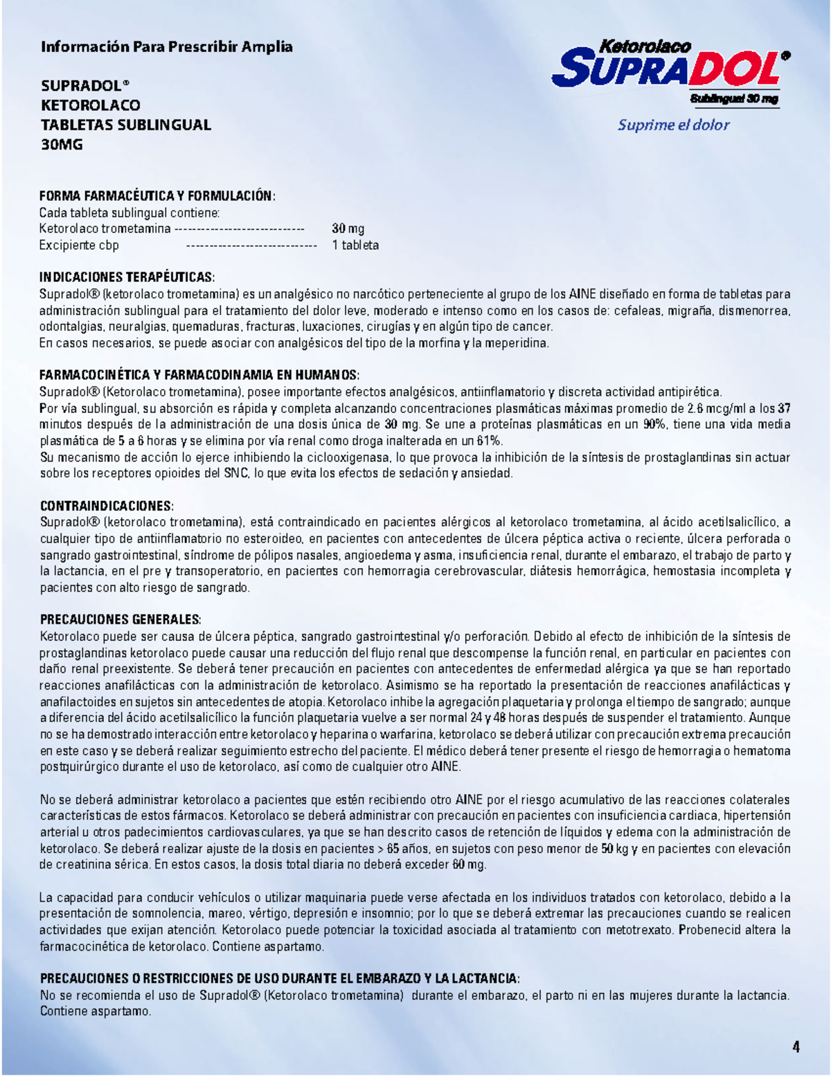Supradol-sublingual - prospecto supradol - FORMA FARMACÉUTICA Y ...