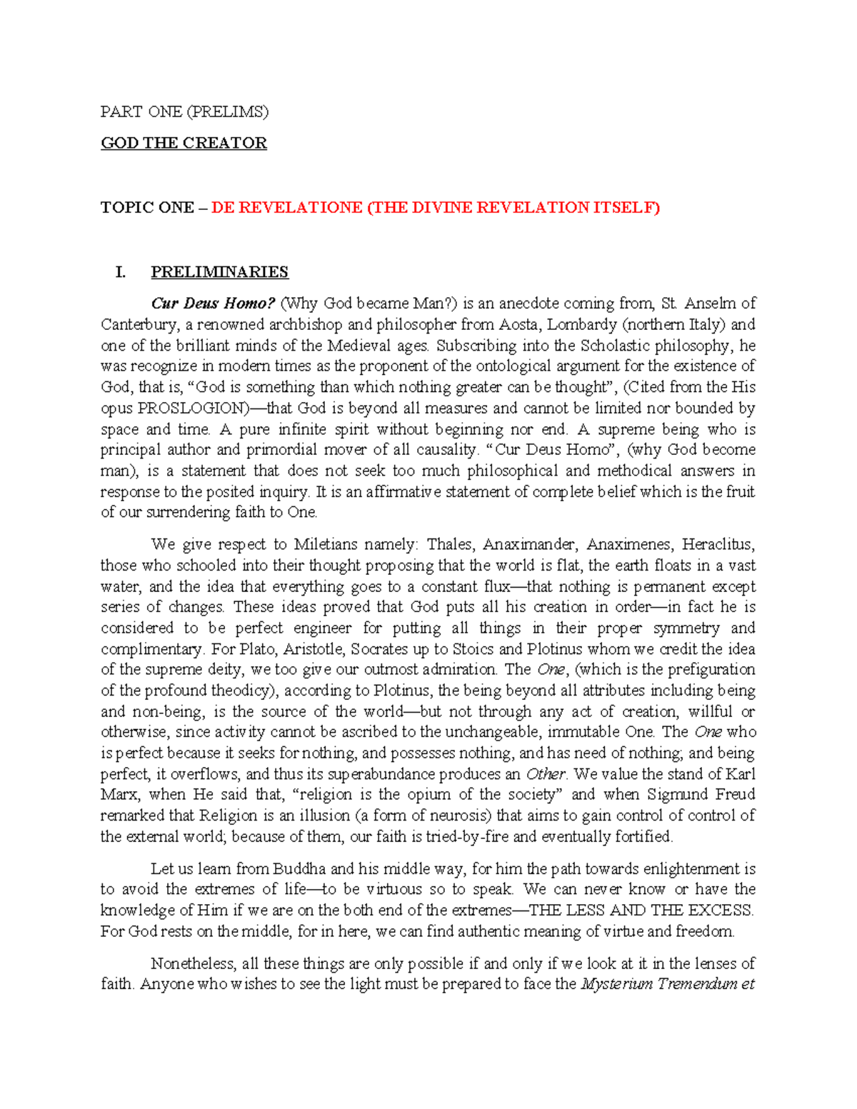 FCL 1202Topic-1-The-Divine-Revelation-itself - PART ONE (PRELIMS) GOD ...