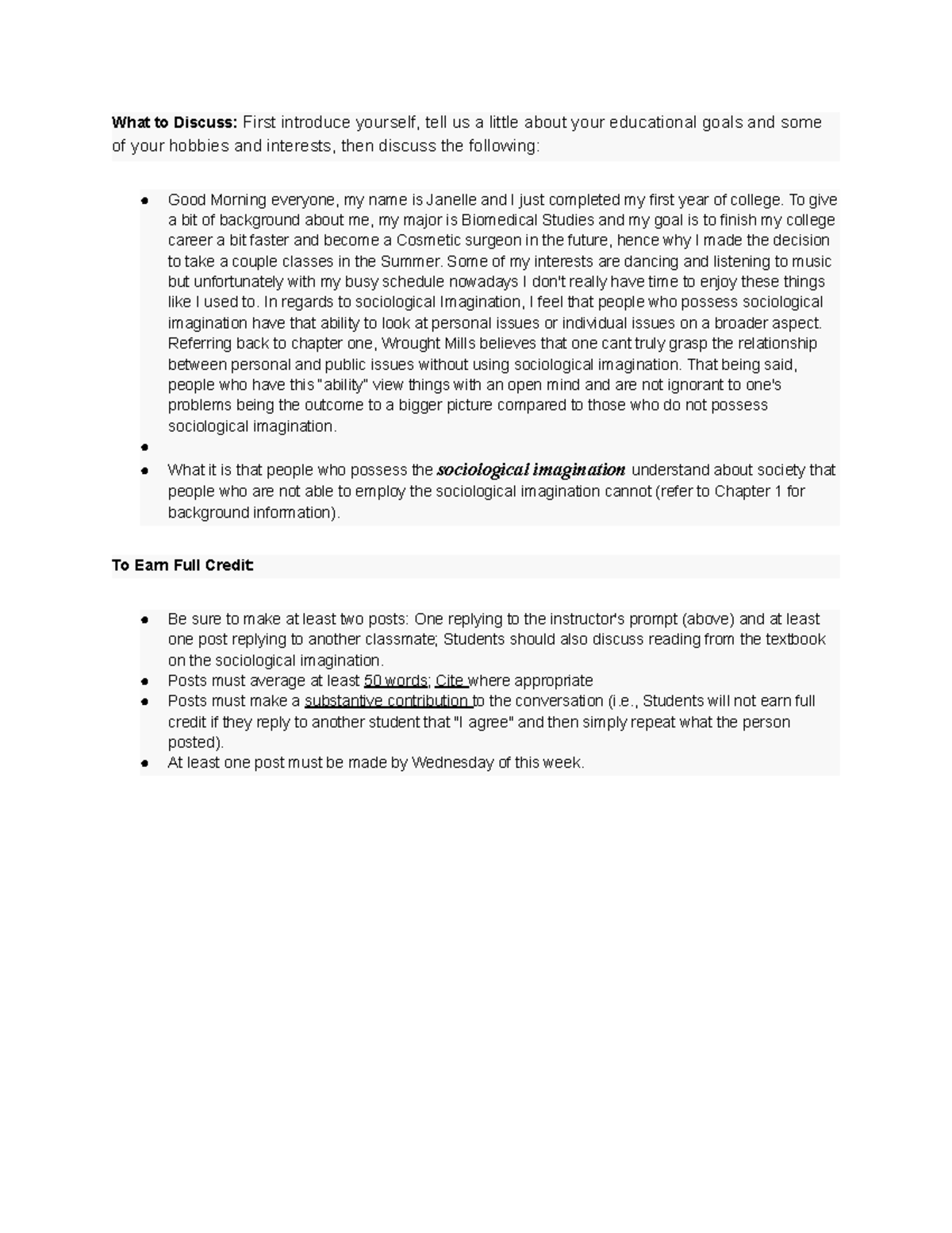 Sociology-2 - assignment - What to Discuss: First introduce yourself ...