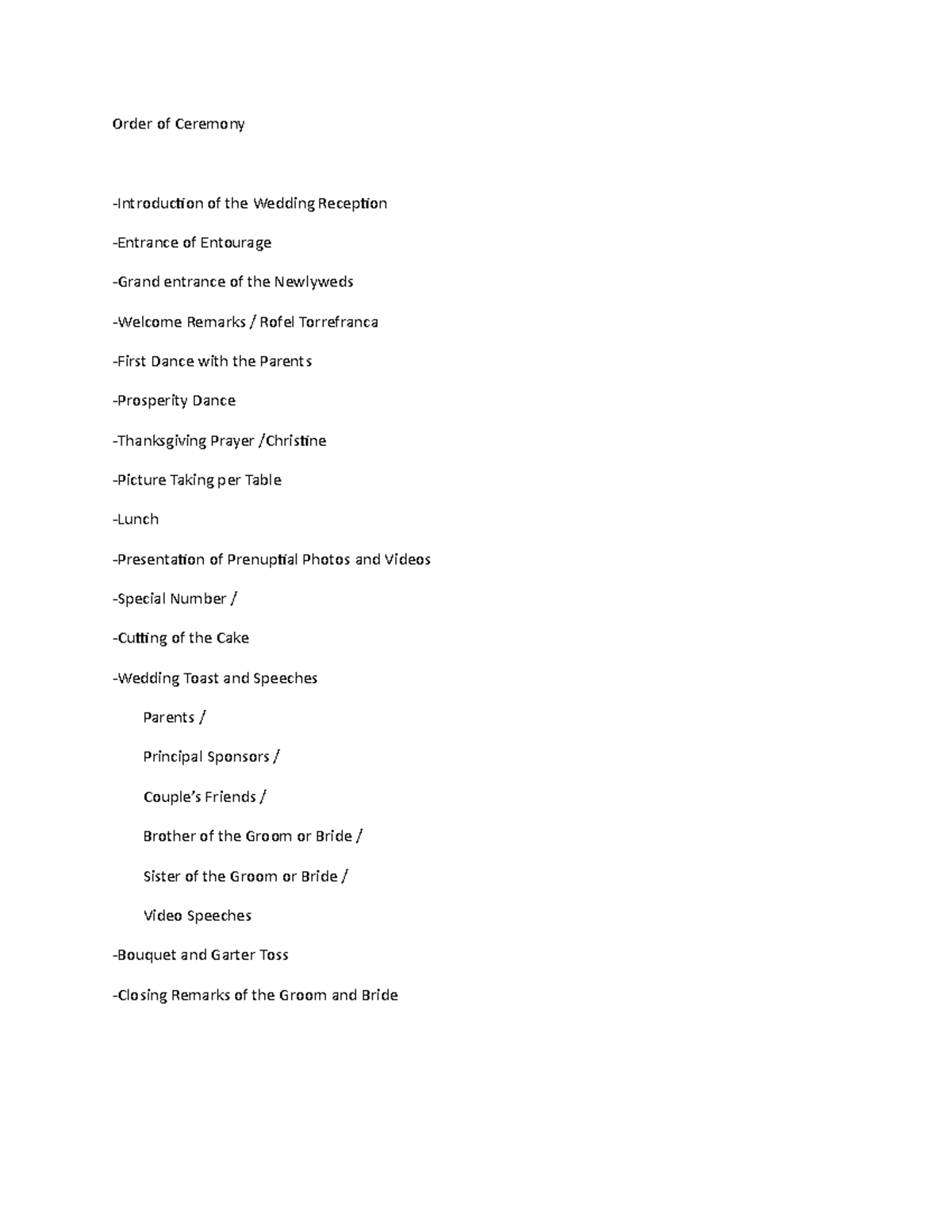 Introduction of Host - for reference - Order of Ceremony -Introduction ...