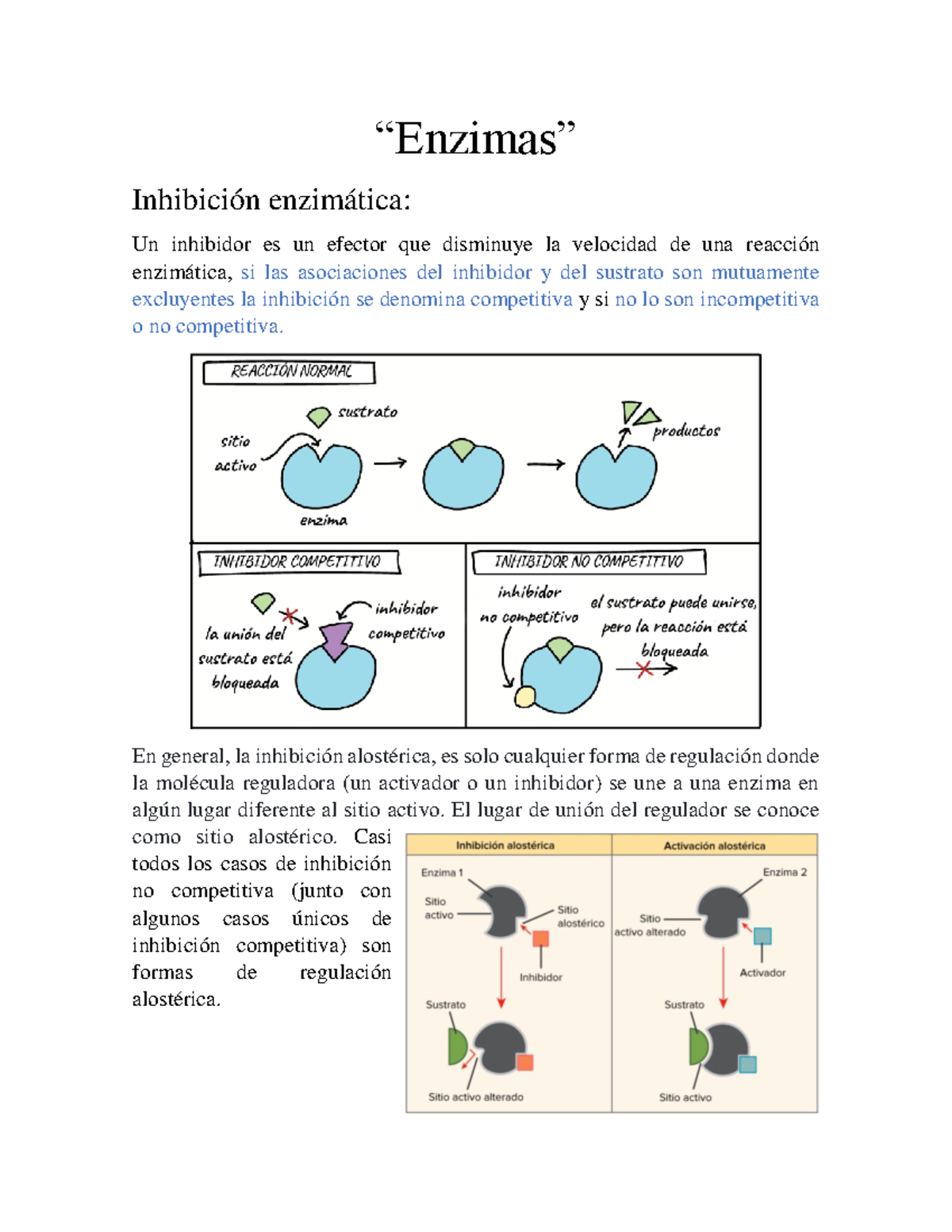 Enzimas - “Enzimas” Inhibición enzimática: Un inhibidor es un efector ...