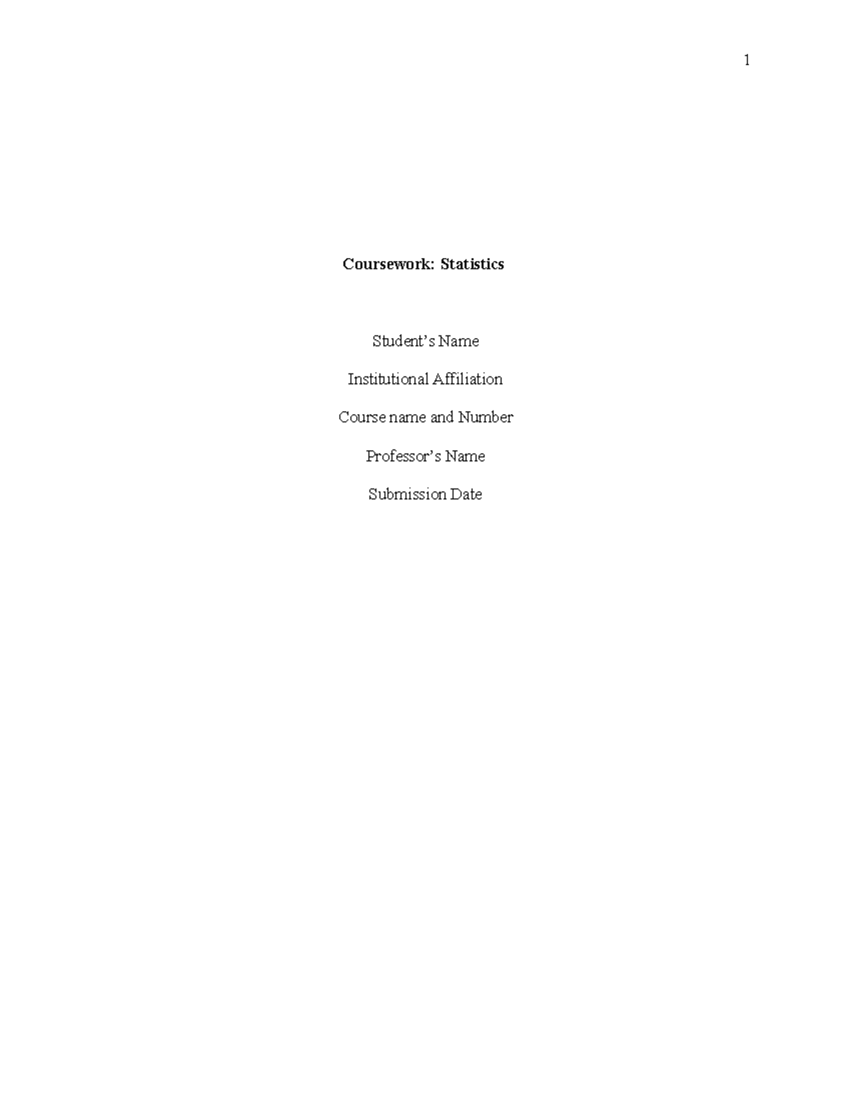 3057483 Coursework Assignment Coursework Statistics Student S Name