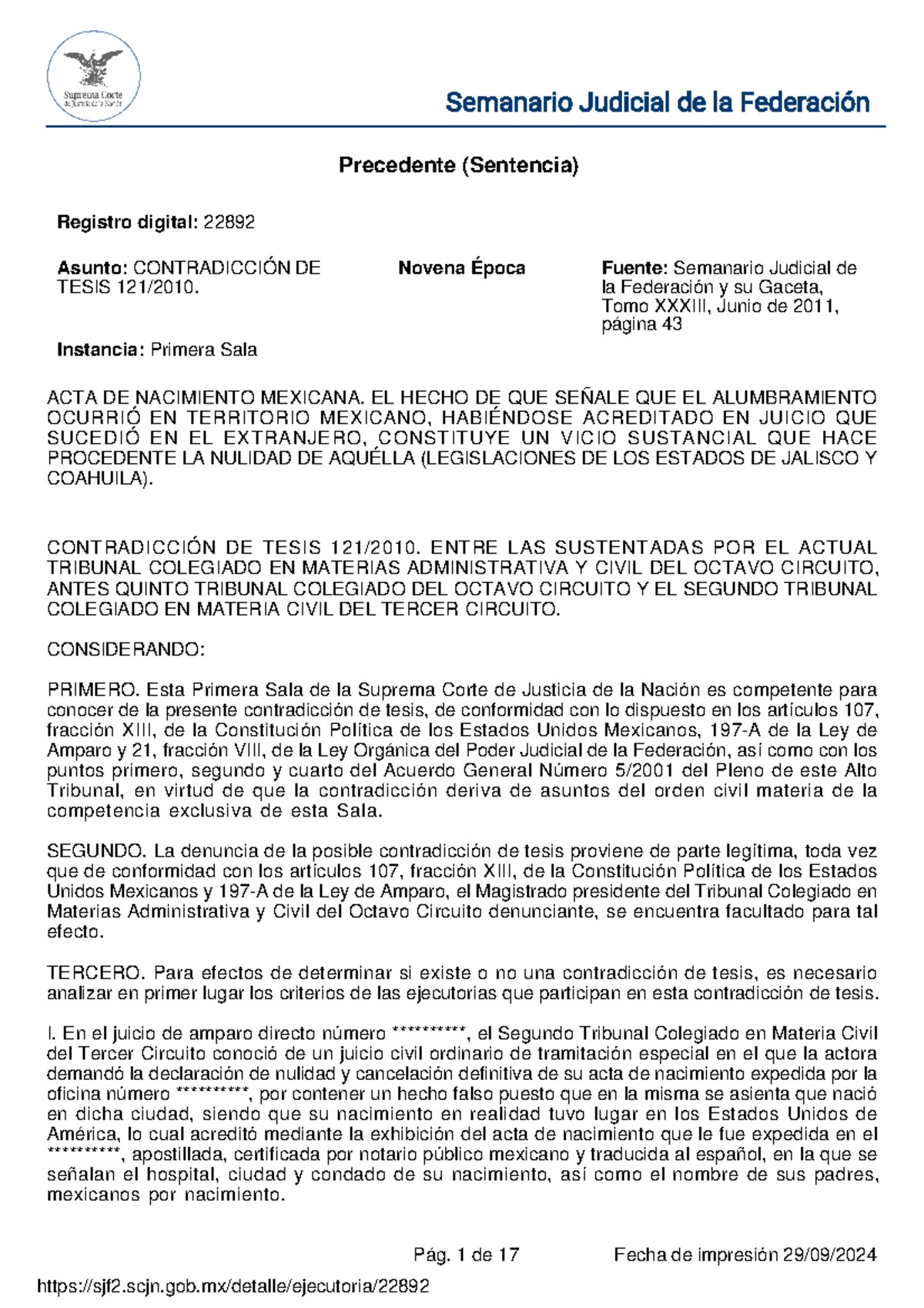 Precedente (Sentencia)22892 - Precedente (Sentencia) Registro digital ...