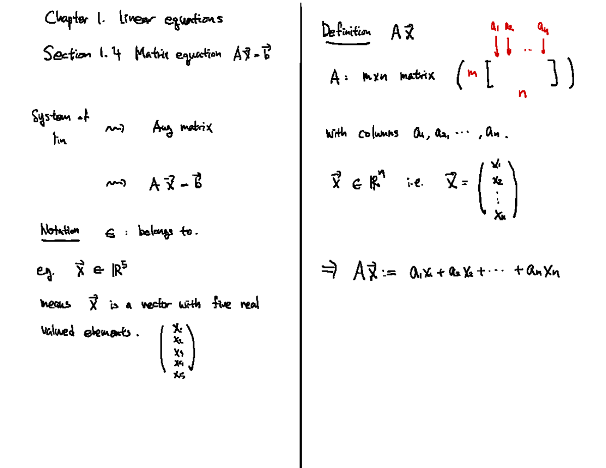 Lecture 4 - Chapter l. Linear equations Definition AT a ' k % Section 1 ...