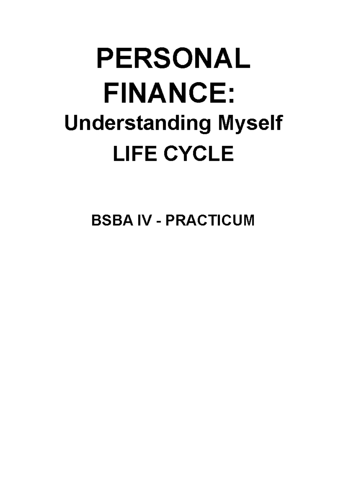 Personal Finance - Understanding Myself - PERSONAL FINANCE ...
