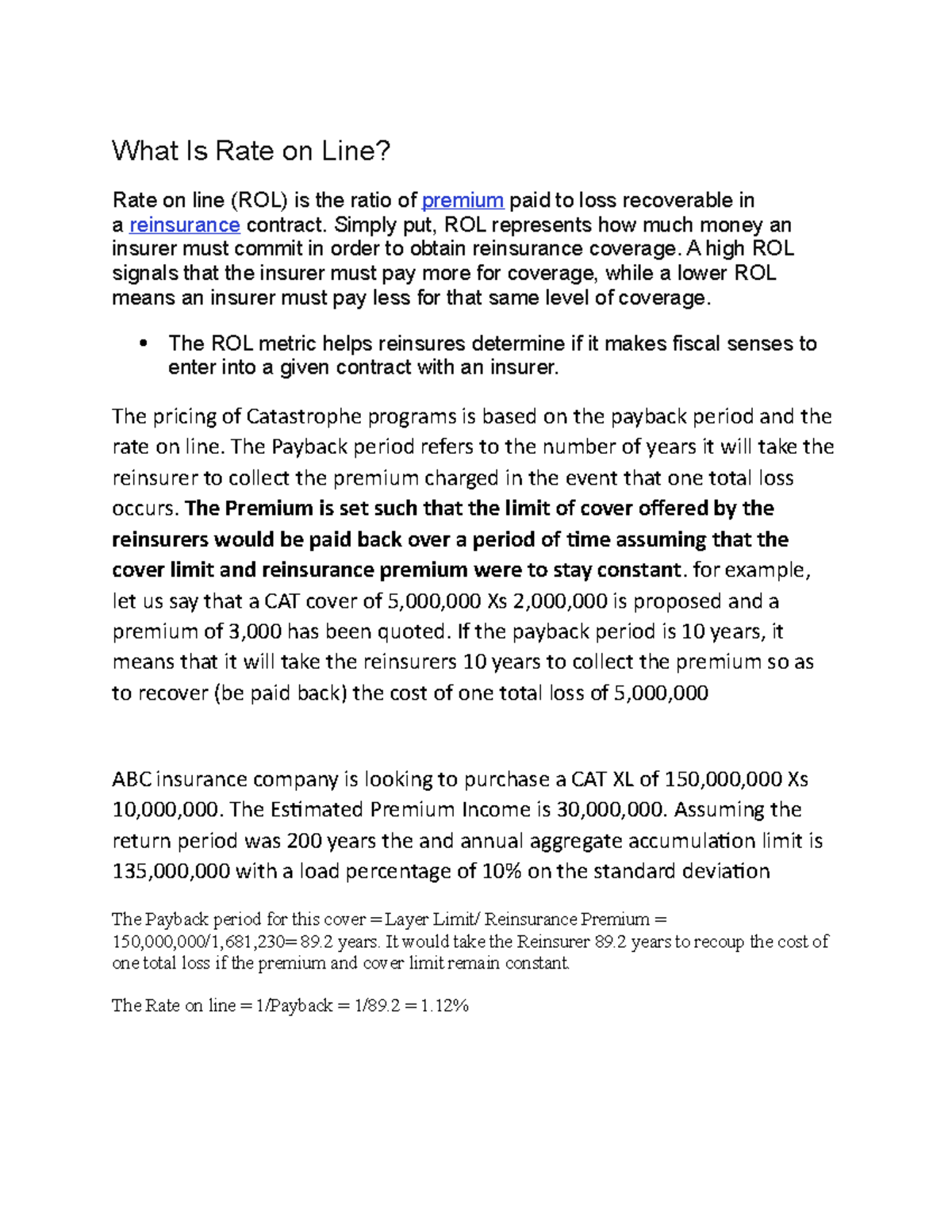 What Is Rate on Line in Re/insurance industry is very important thing ...