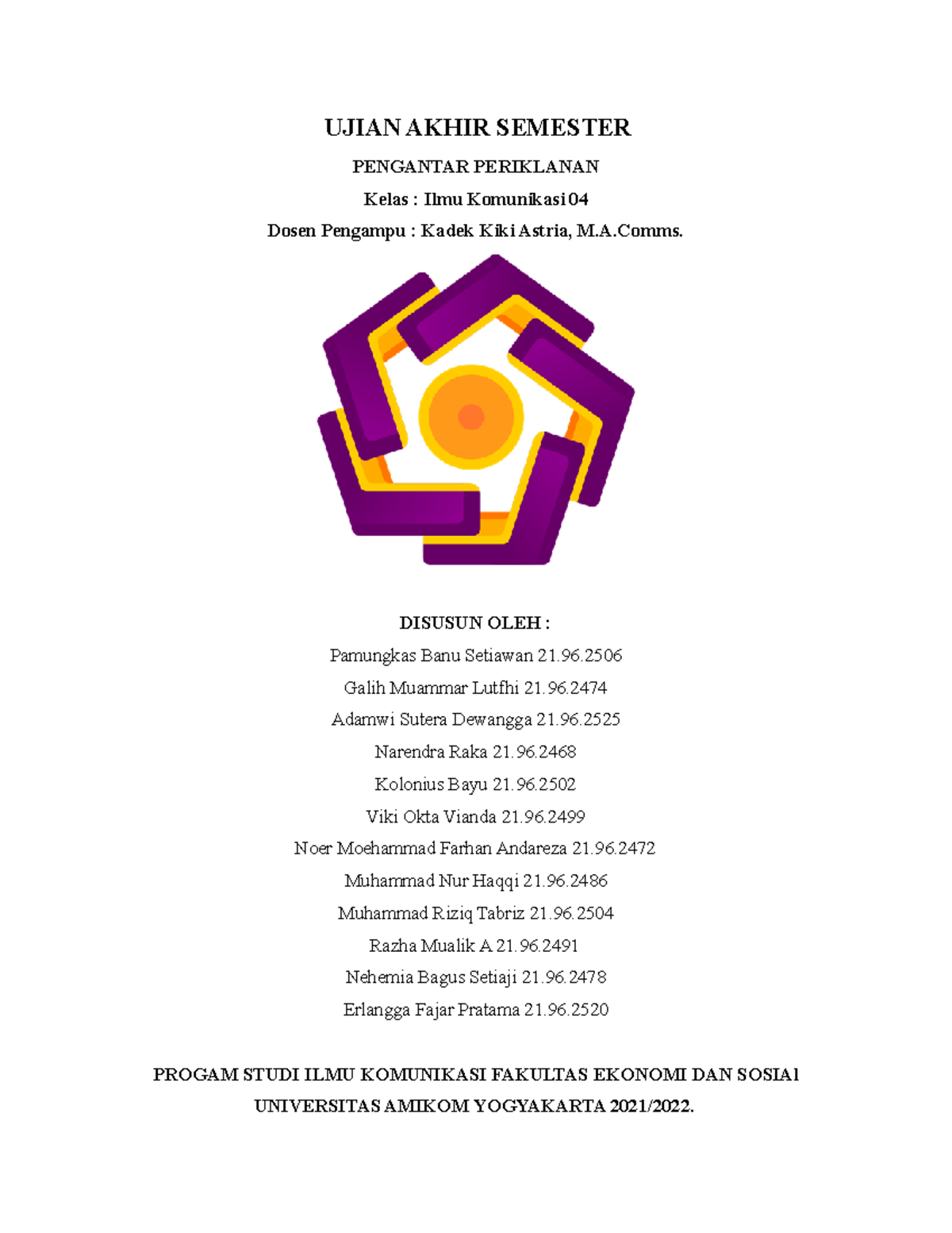 21.96.2504 Muhammad Riziq Tabriz Pengantar Periklanan - UJIAN AKHIR ...