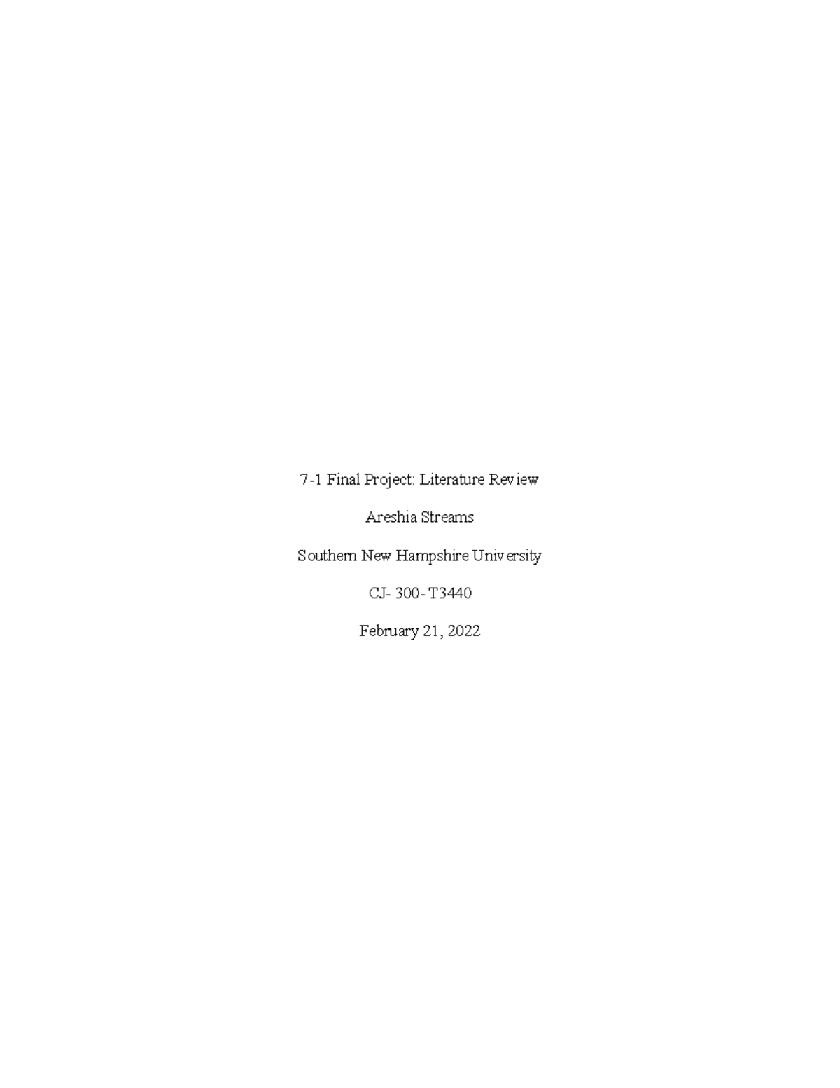 Areshia Streams 7-1 Final Project Literature Review - 7-1 Final Project ...