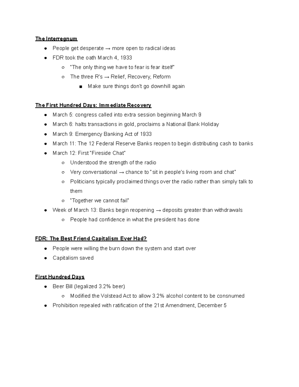 The New Deal - Notes on the New Deal - The Interregnum People get ...