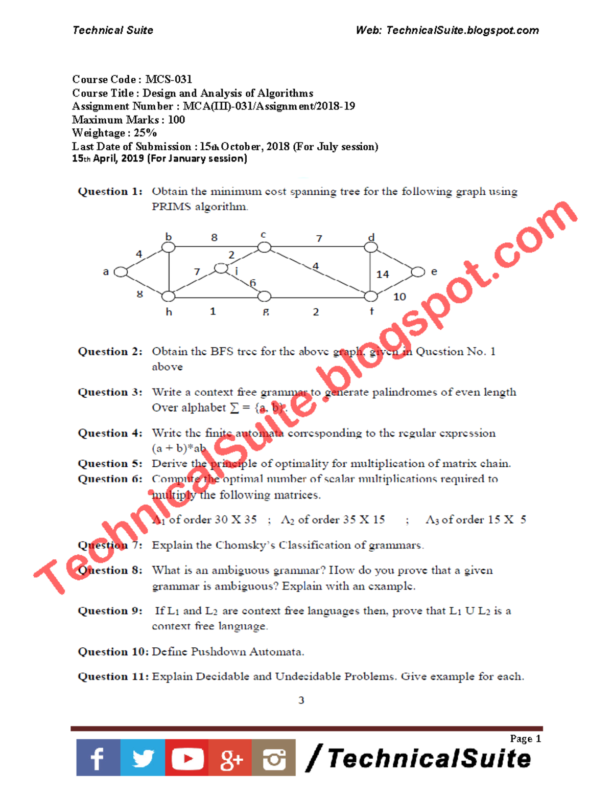 MCS-031 2018-19 - Technical Suite Web: TechnicalSuite.blogspot Course Code : MCS-031 Course ...