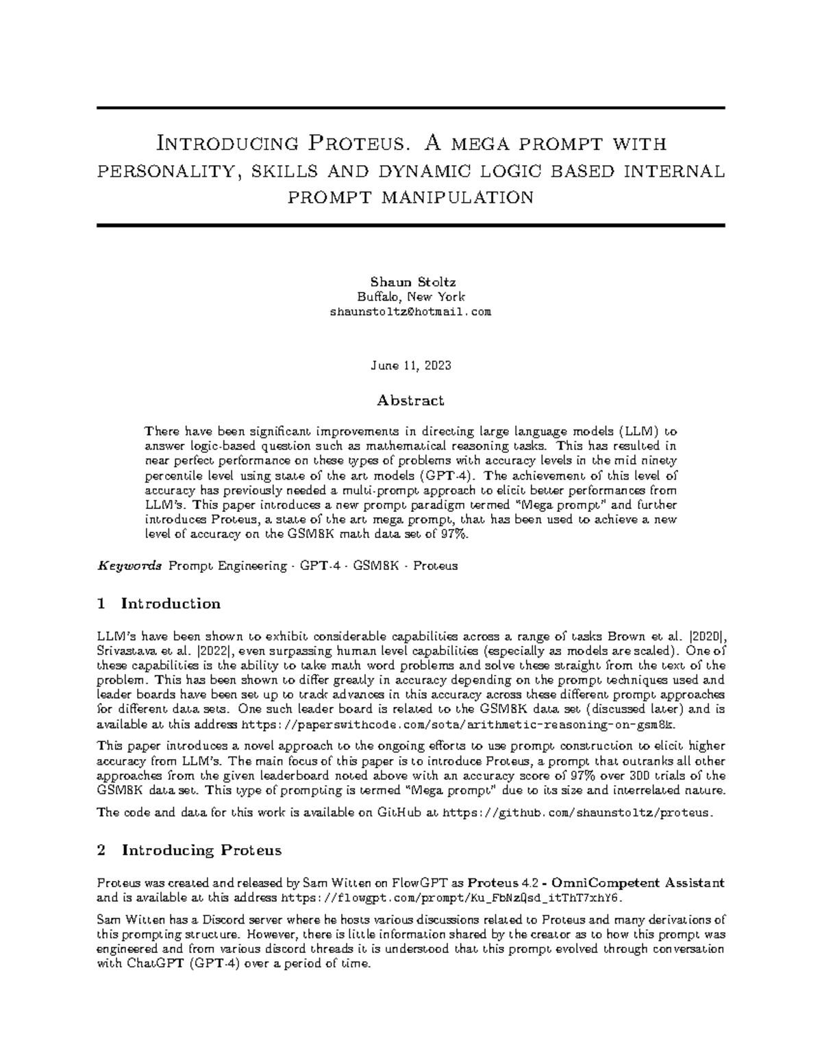 2306 - Introducing Proteus. A mega prompt with personality, skills and dynamic logic ...
