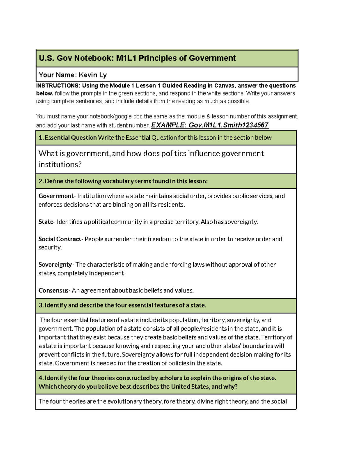 Government M1L1 Gov Notebook Assignment - U. Gov Notebook: M1L1 ...