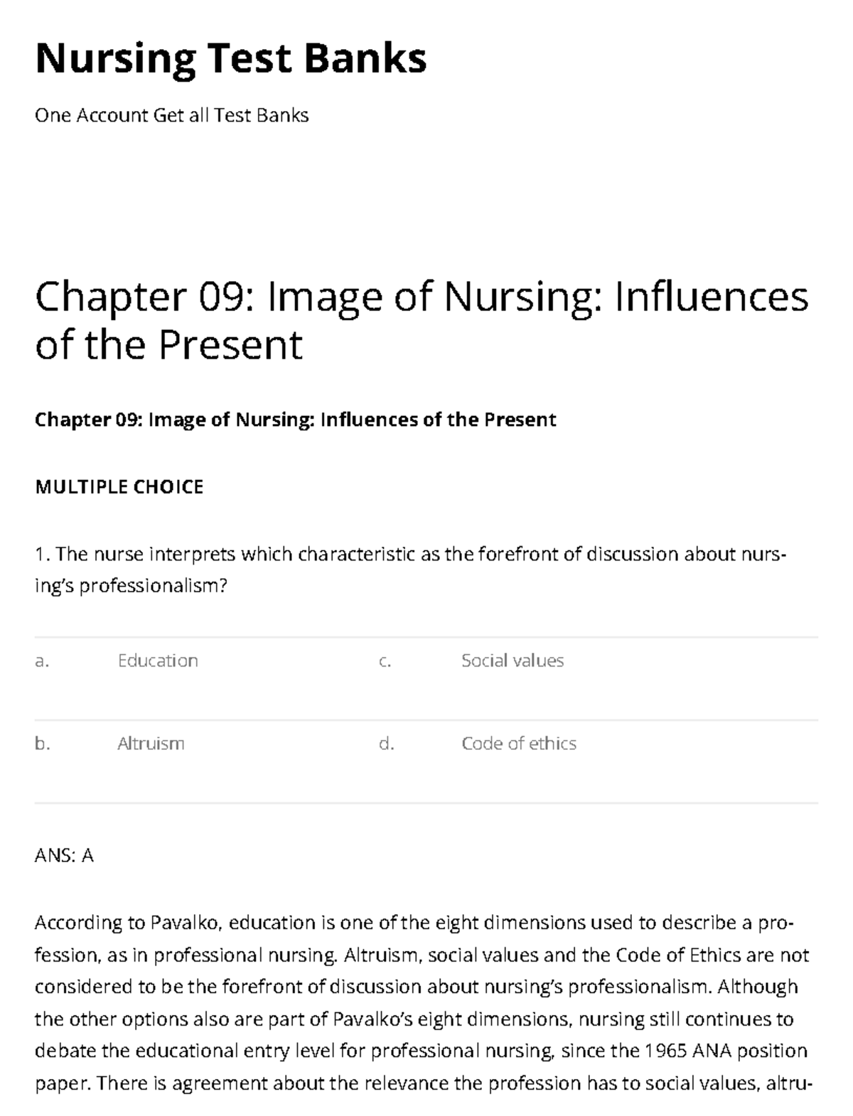 Chapter 09 Image of Nursing Influences of the Present Nursing Test ...