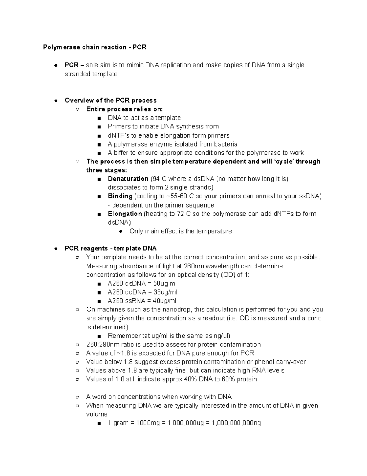 Lecture 10 PCR and RT-PCR - Polymerase chain reaction - PCR PCR – sole ...