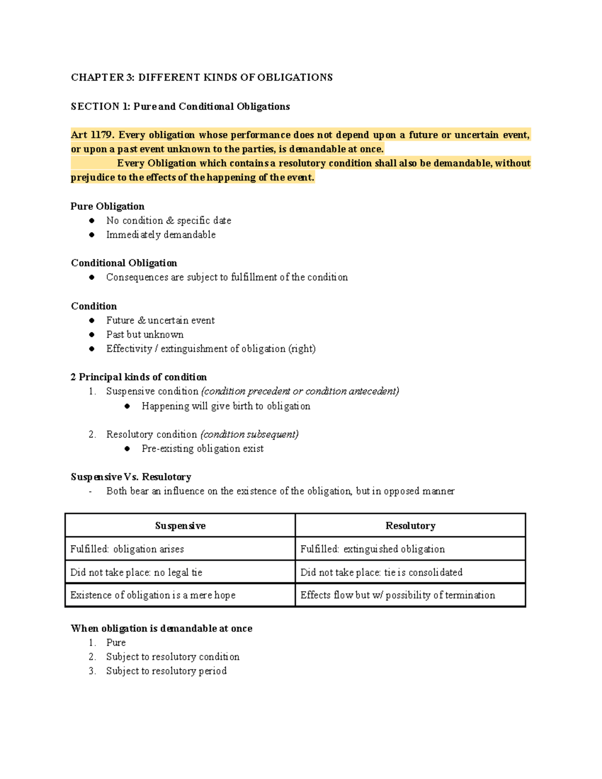Summary of General Provisions and Obligations - CHAPTER 3: DIFFERENT ...