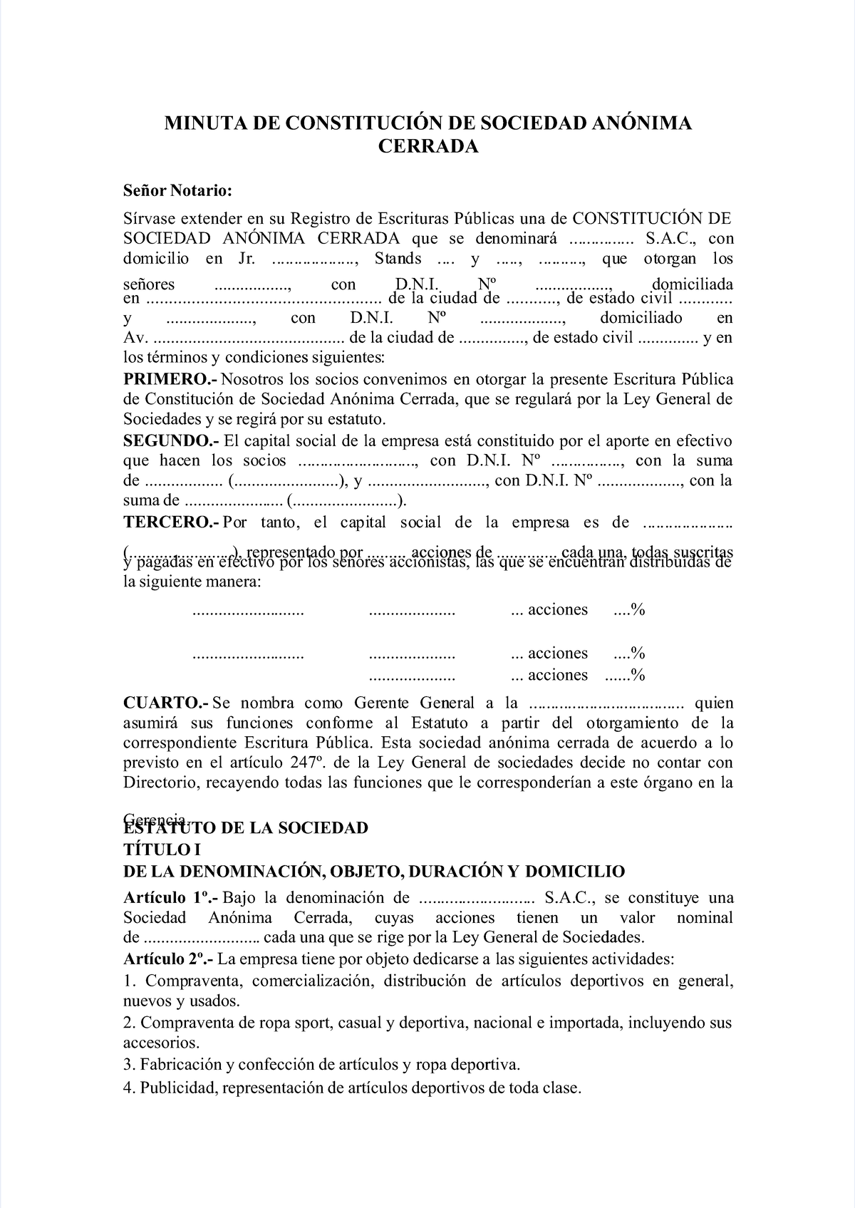Pdf-minuta-de-constitucion-de-sociedad-anonima-cerrada compress - MINUTA DE CONSTITUCIÓN DE ...