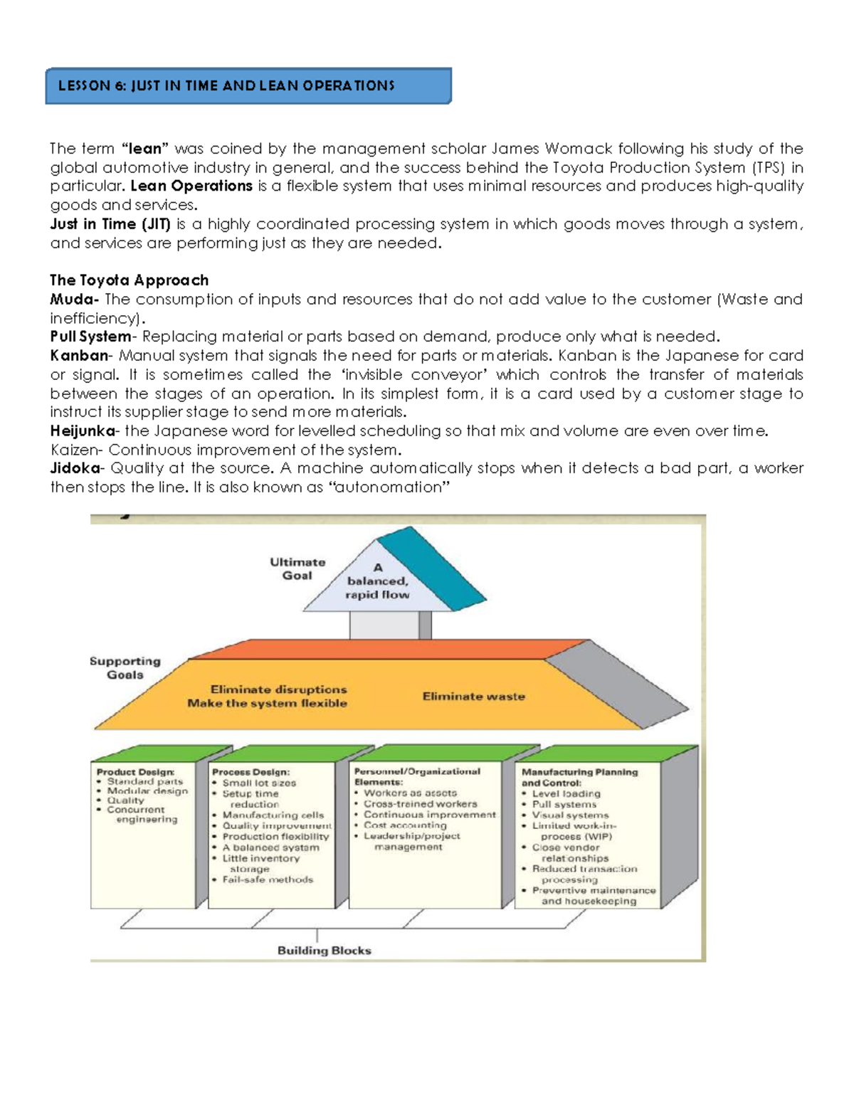 Module 6 lean operations - The term “lean” was coined by the management ...