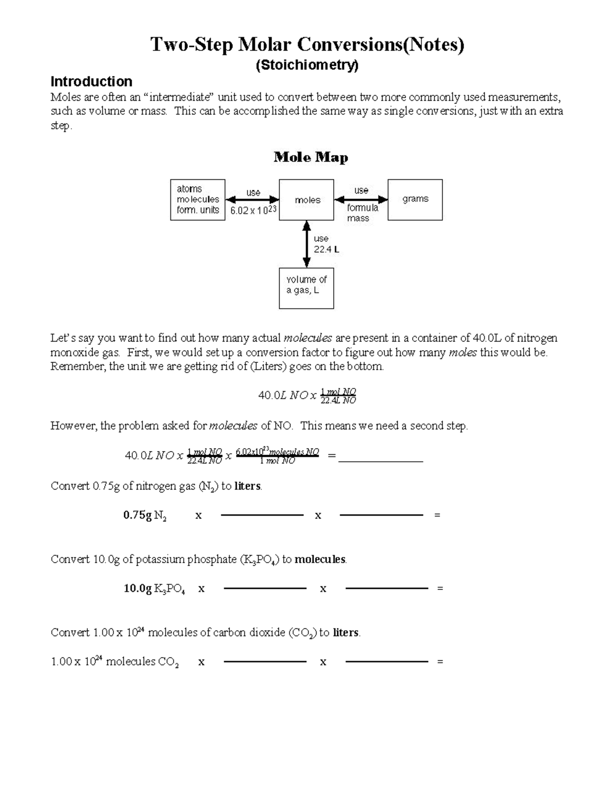 -two step molar conversions - Two-Step Molar Conversions(Notes ...