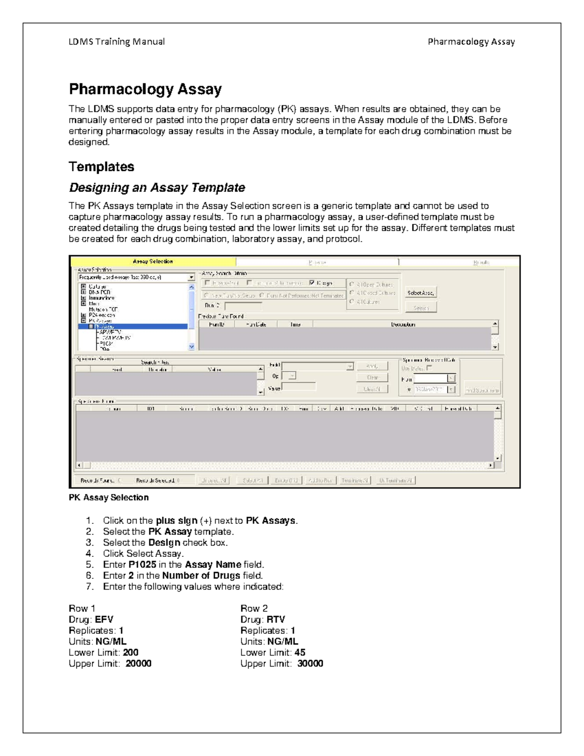 Training Manual Windows Pharmacology - Pharmacology Assay The LDMS ...