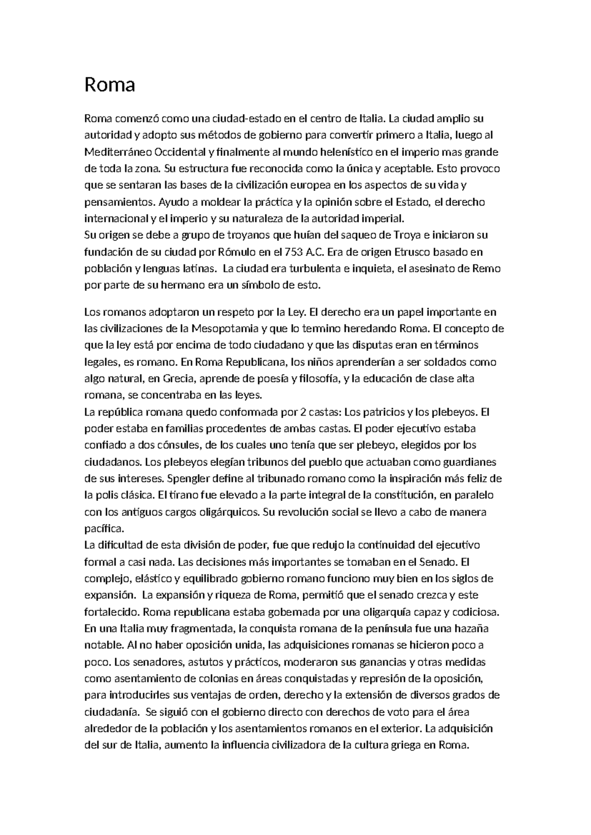 Roma - Resumen Historia de las Relaciones Internacionales - Roma Roma ...