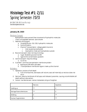Histology Test 2 - This course studies tissue types, functions and how ...