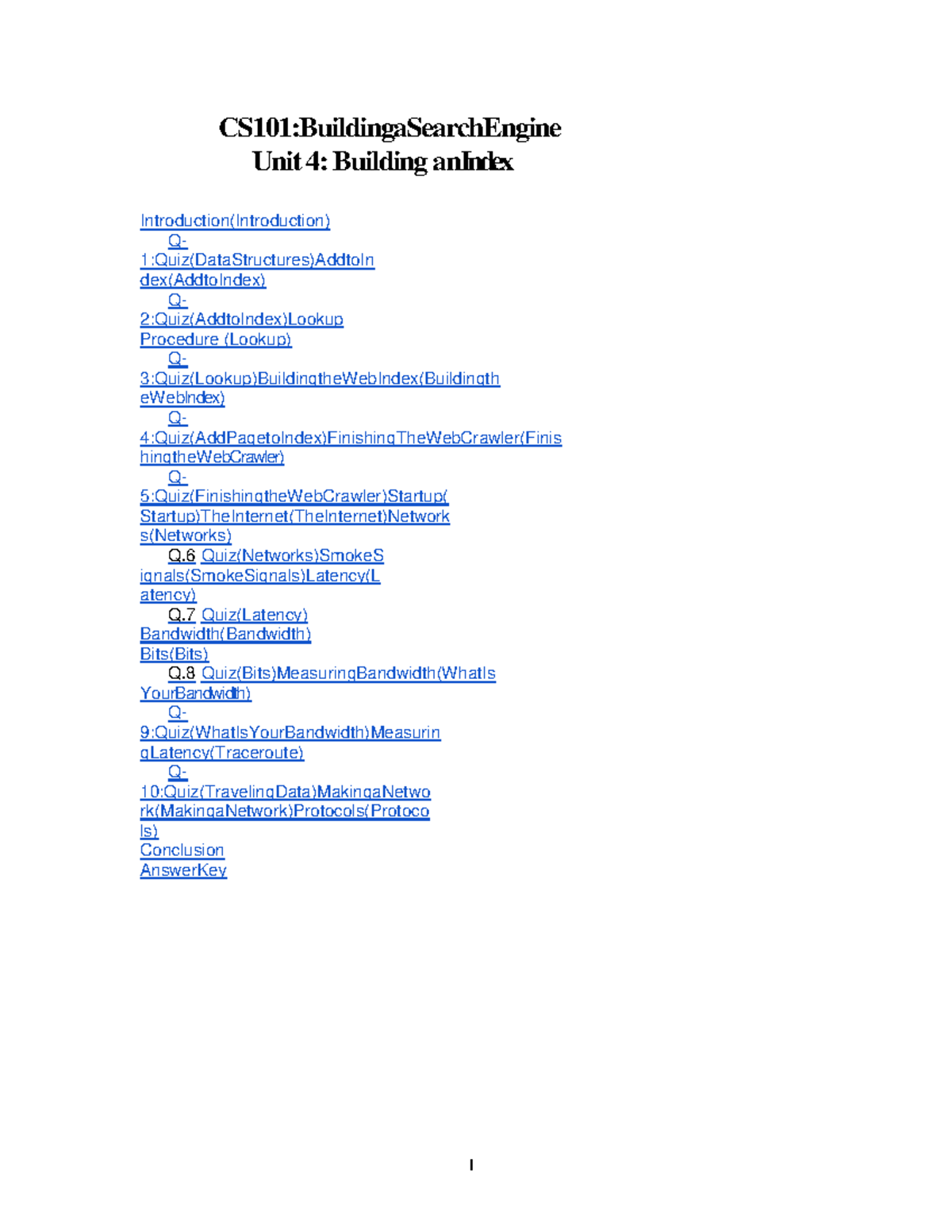 CS101 unit 4 notes - CS101:BuildingaSearchEngine Unit 4: Building ...
